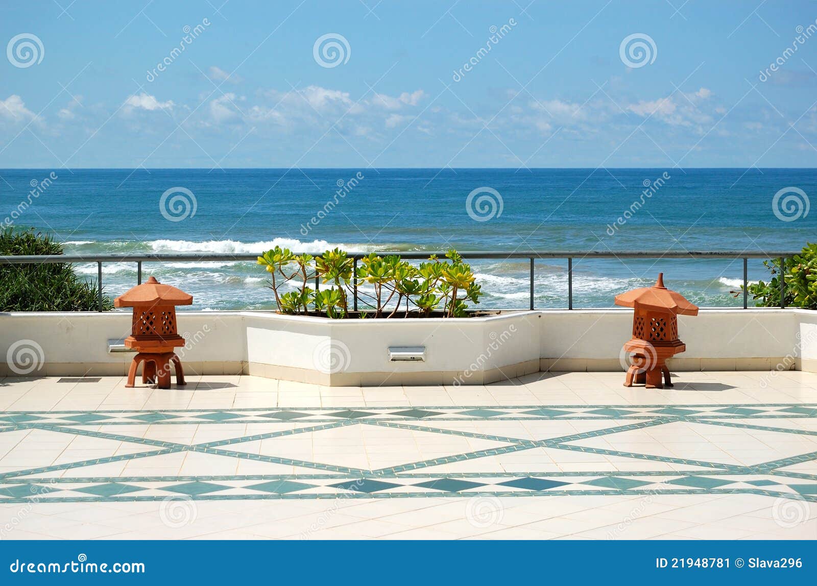 The Sea View Terrace at Luxury Hotel Stock Image - Image of tropical ...