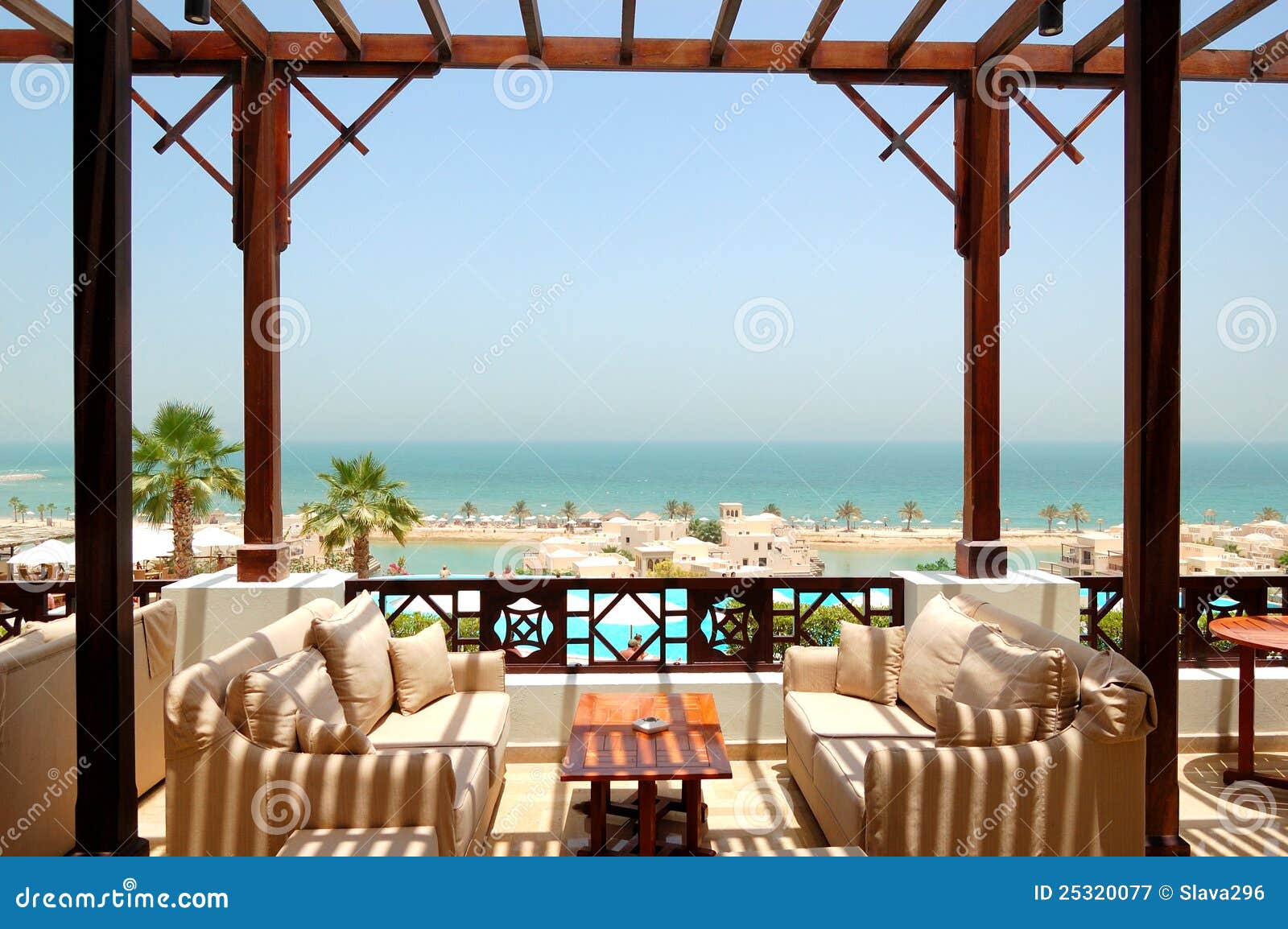 Sea View Terrace at Luxury Hotel Stock Image - Image of recreation ...