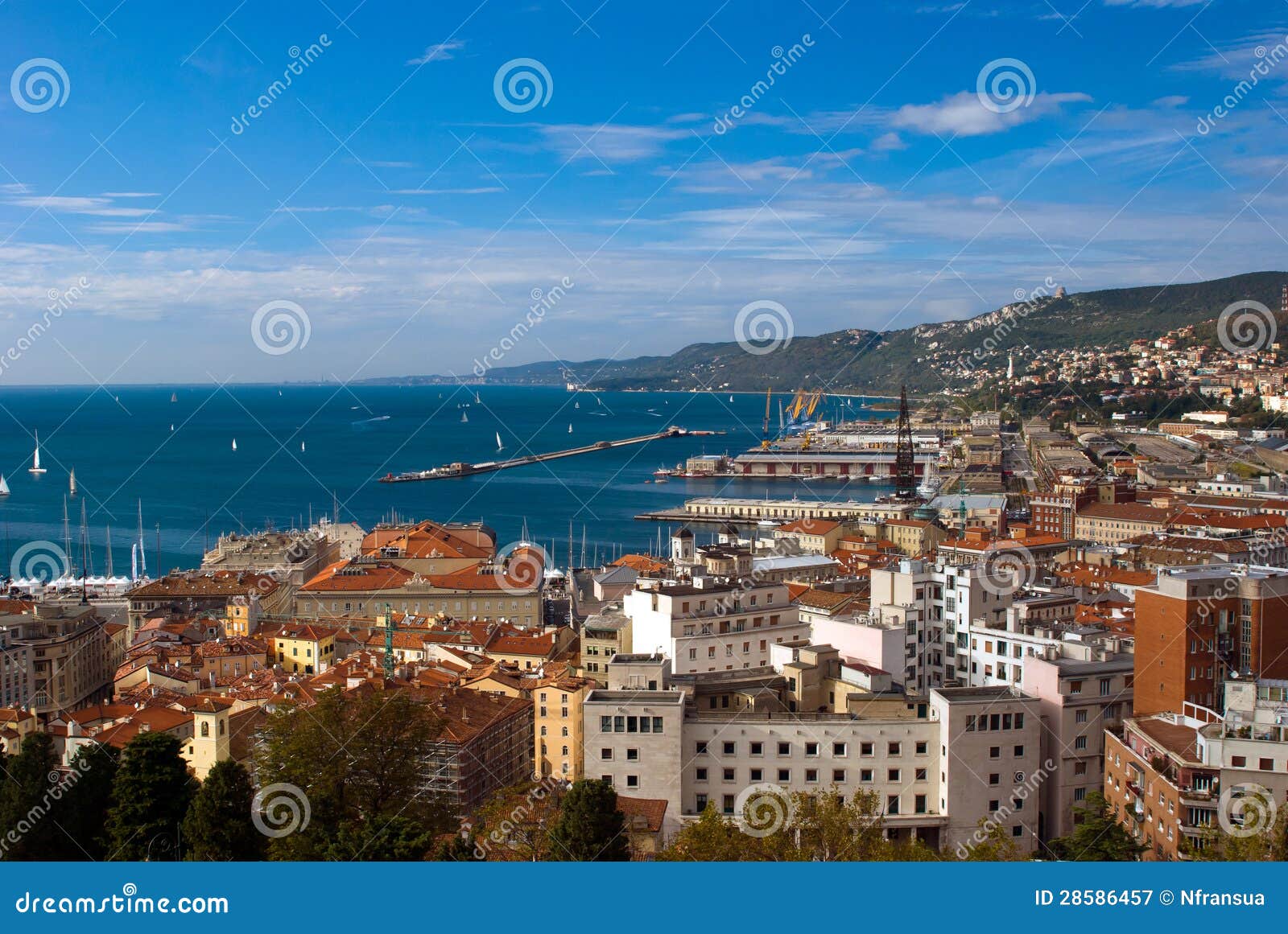 Sea View of Trieste Port, Italy Stock Image - Image of coastline, jetty ...