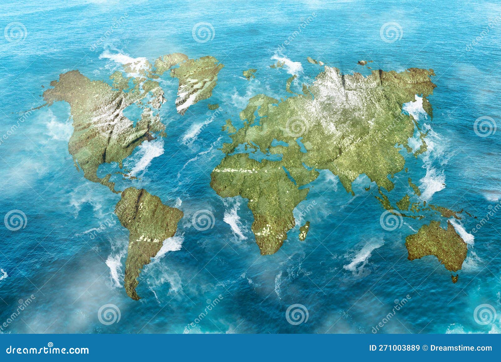 Sea view with world map stock image. Image of splash - 271003889