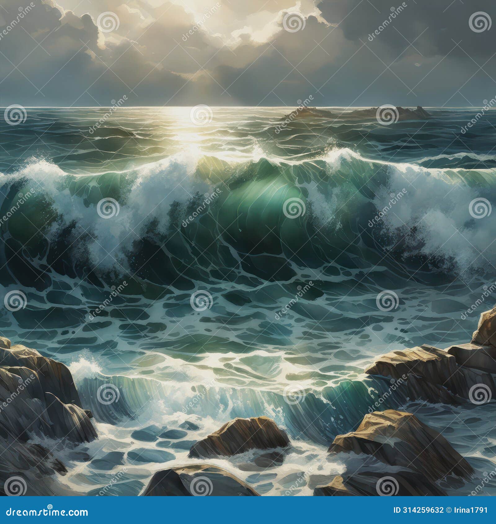 The Sea Was Raging. Color Illustration Stock Illustration ...