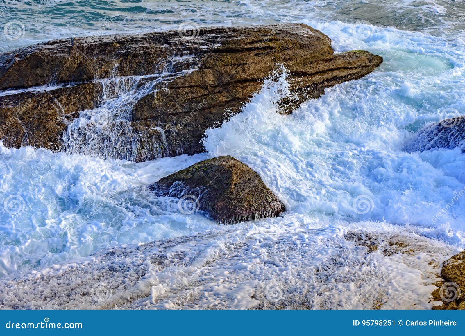Sea Water Breaking Over the Rocks Stock Image - Image of flow, nature ...