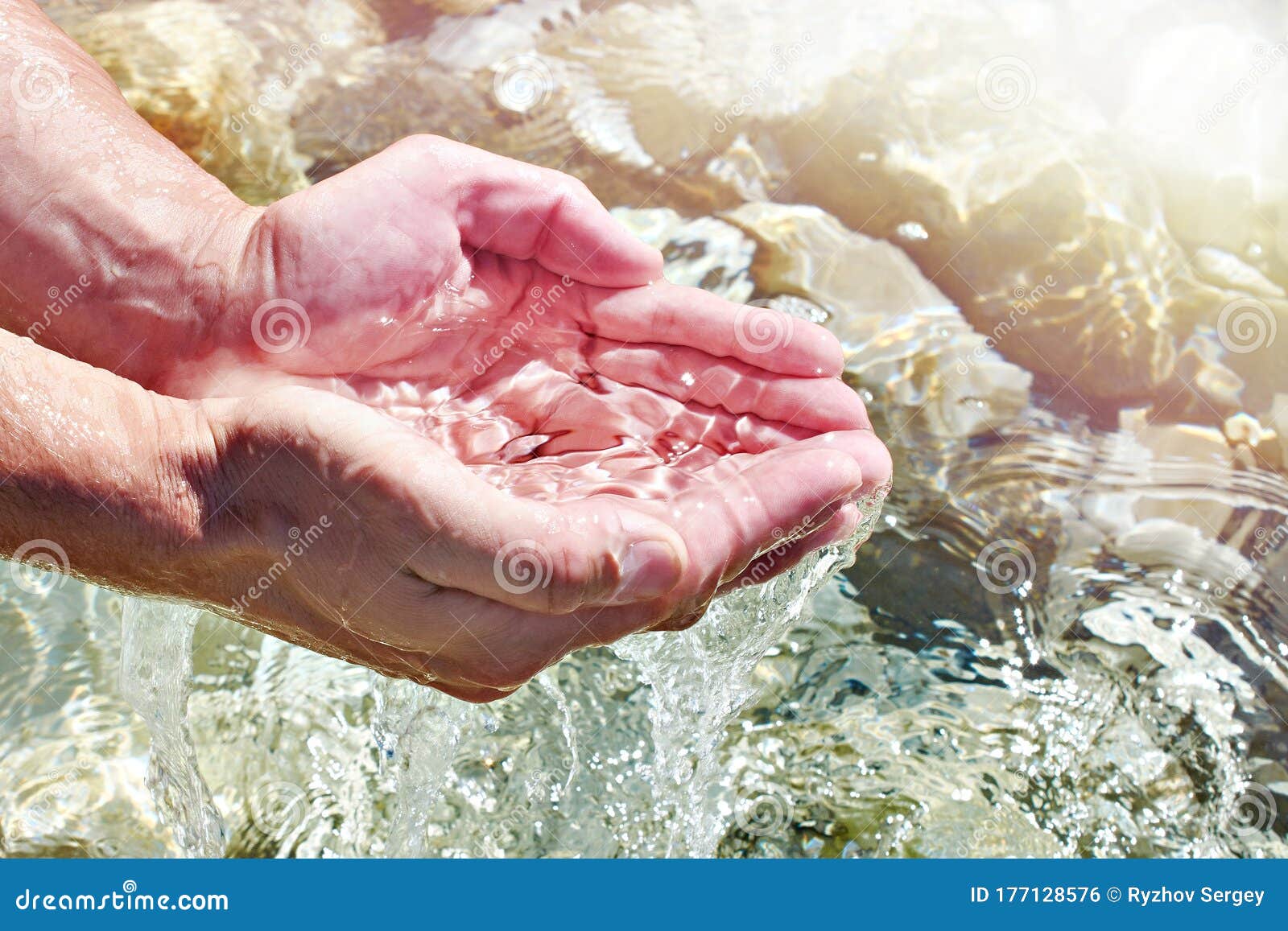 Hands and sea water stock photo. Image of pure, clean - 177128576
