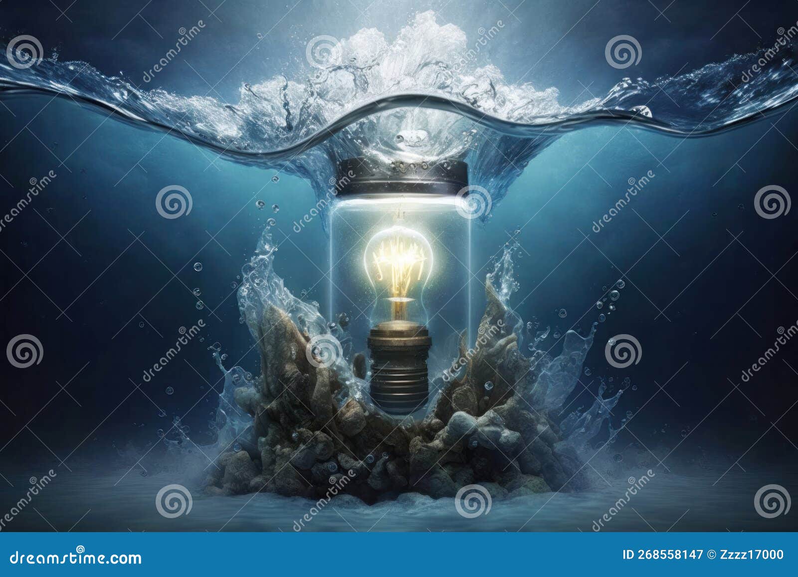 Sea Water To Energy: the Promise of Hydrogen. Generative AI Stock ...