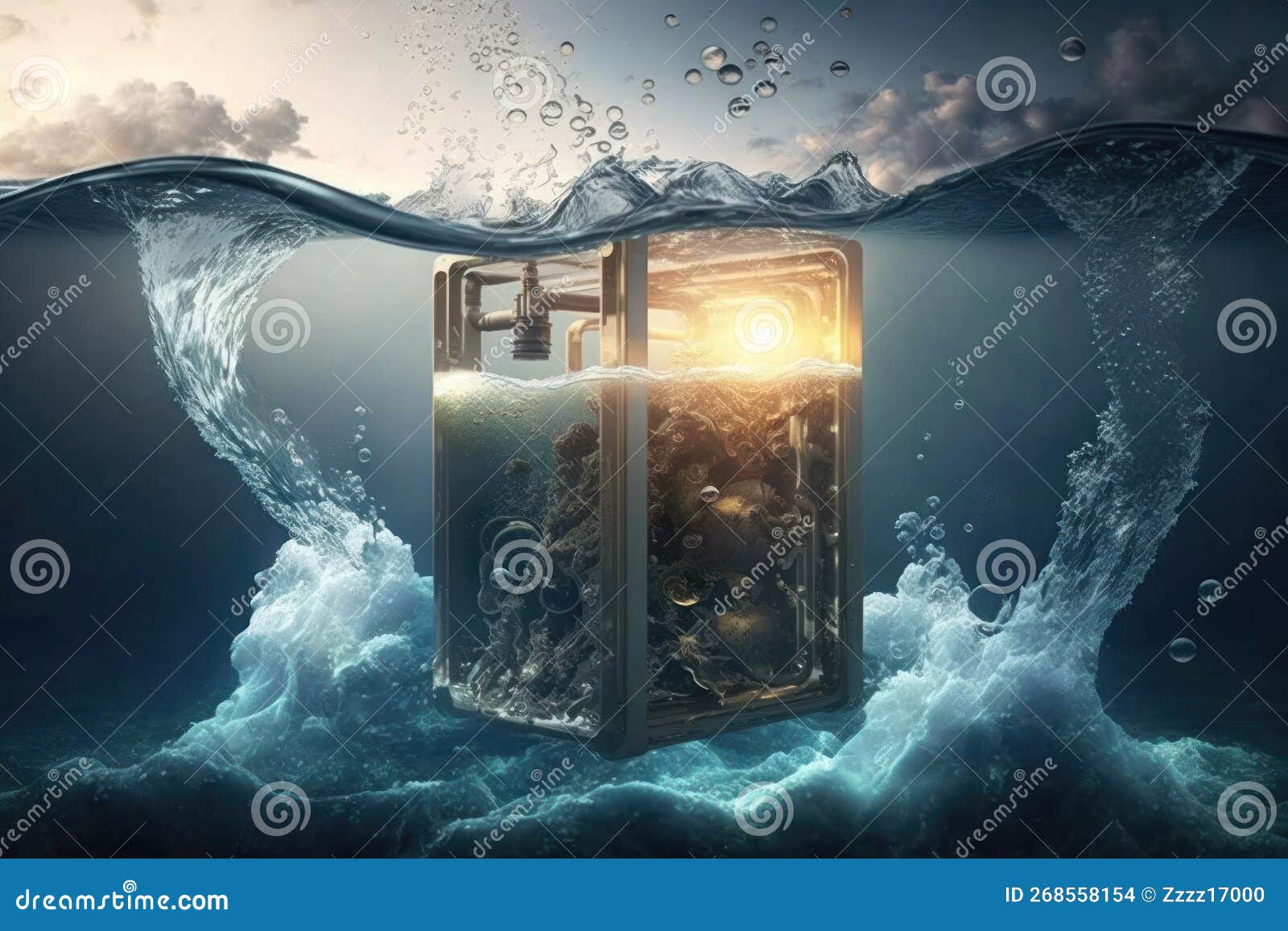 Sea Water To Energy: the Promise of Hydrogen. Generative AI Stock ...
