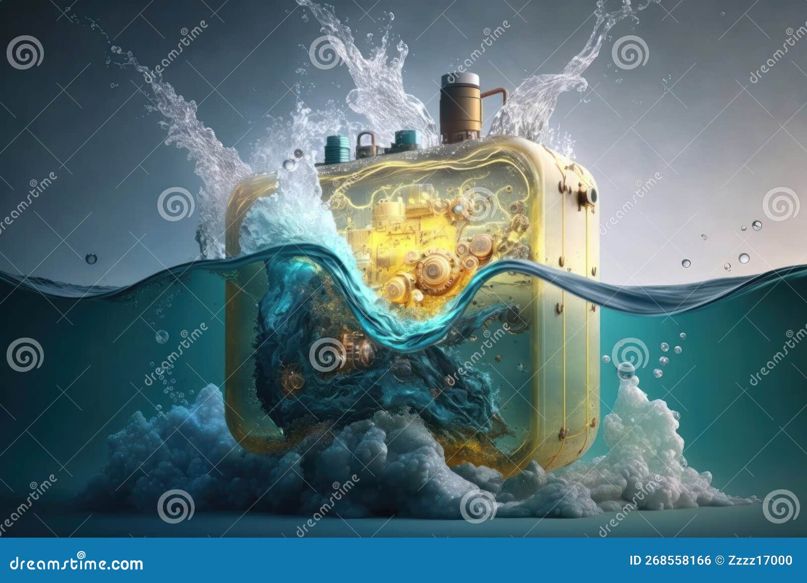 Sea Water To Energy: the Promise of Hydrogen. Generative AI Stock ...