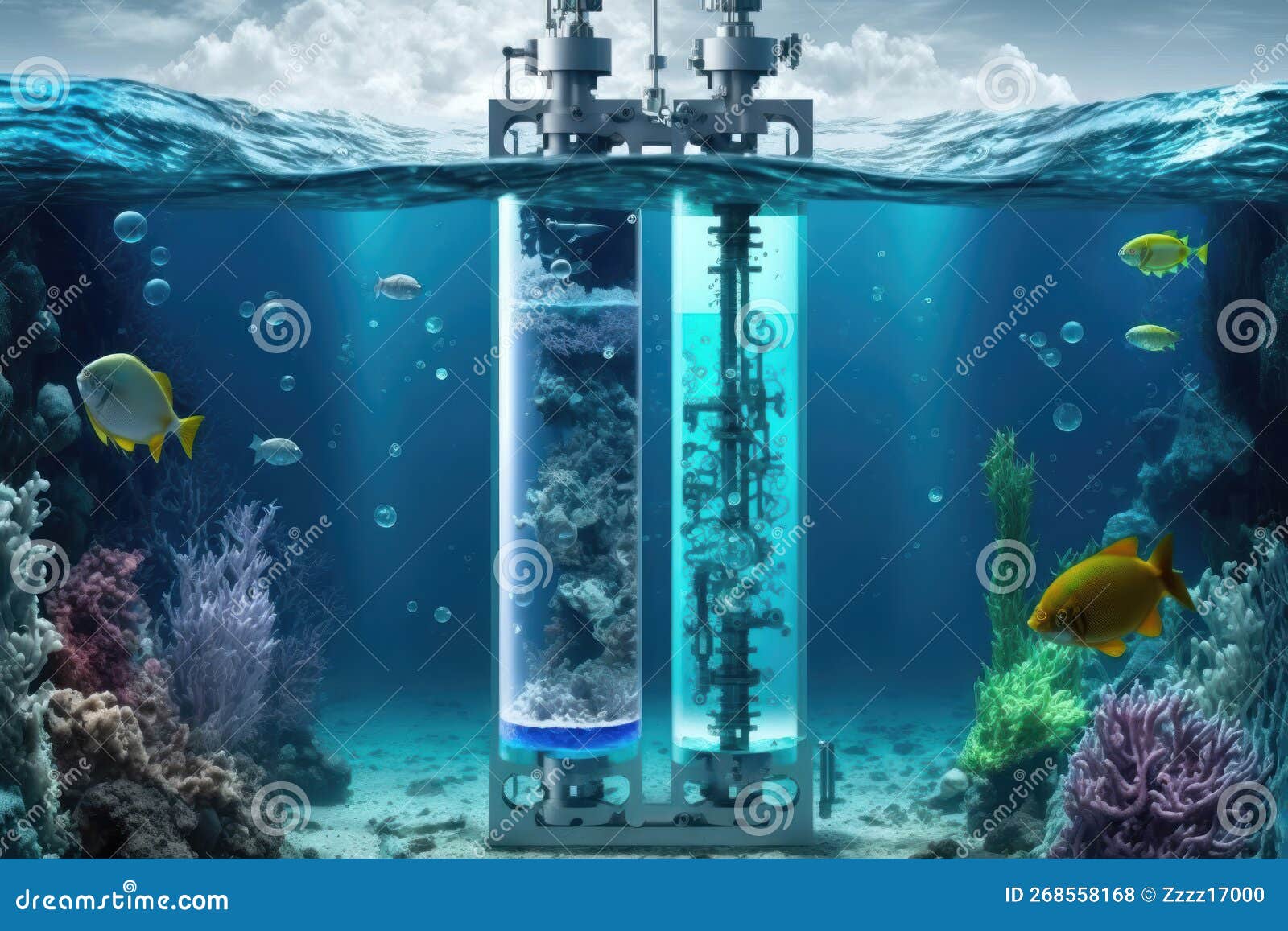 Sea Water To Energy: the Promise of Hydrogen. Generative AI Stock ...