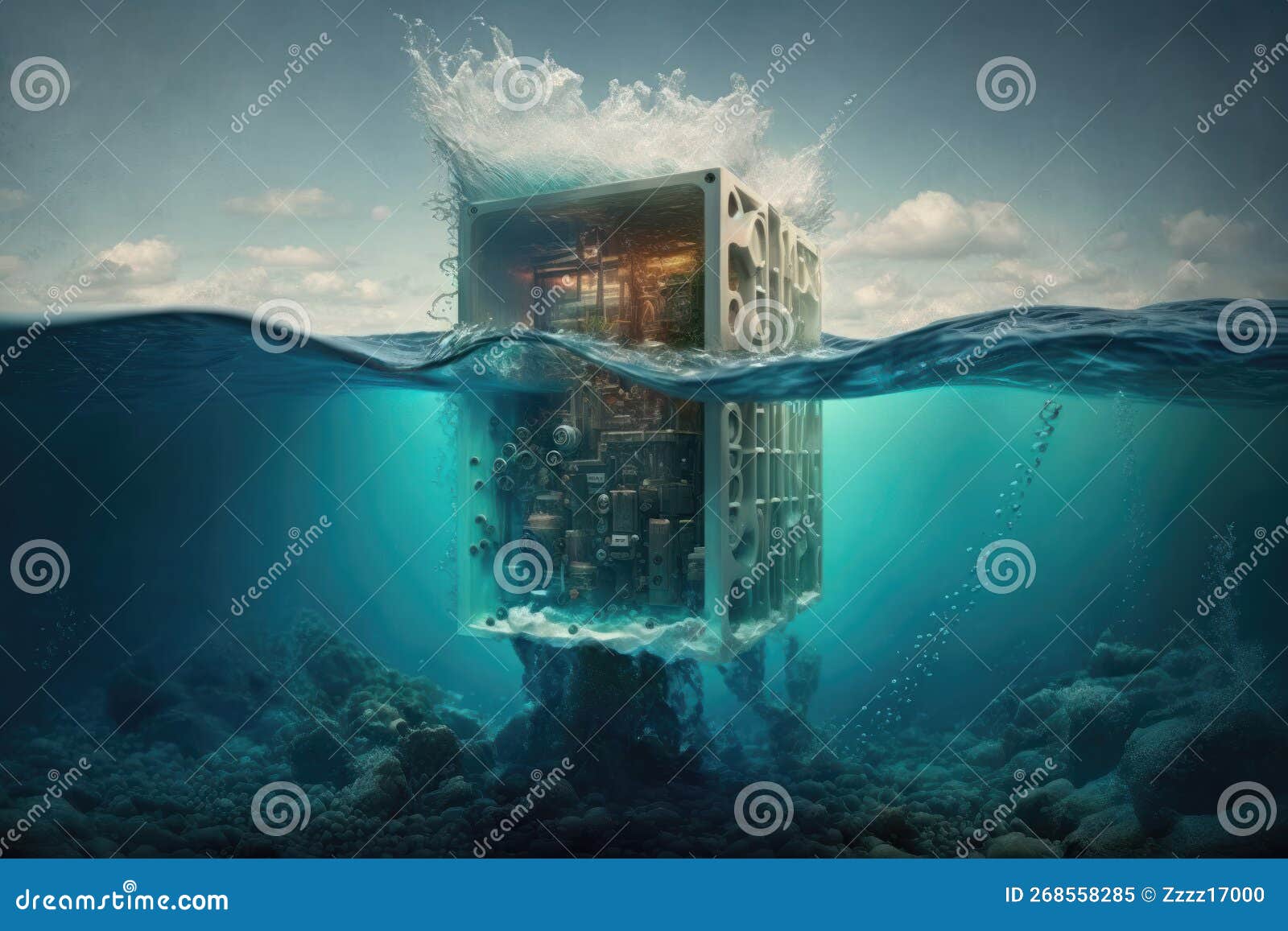 Sea Water To Energy: the Promise of Hydrogen. Generative AI Stock ...