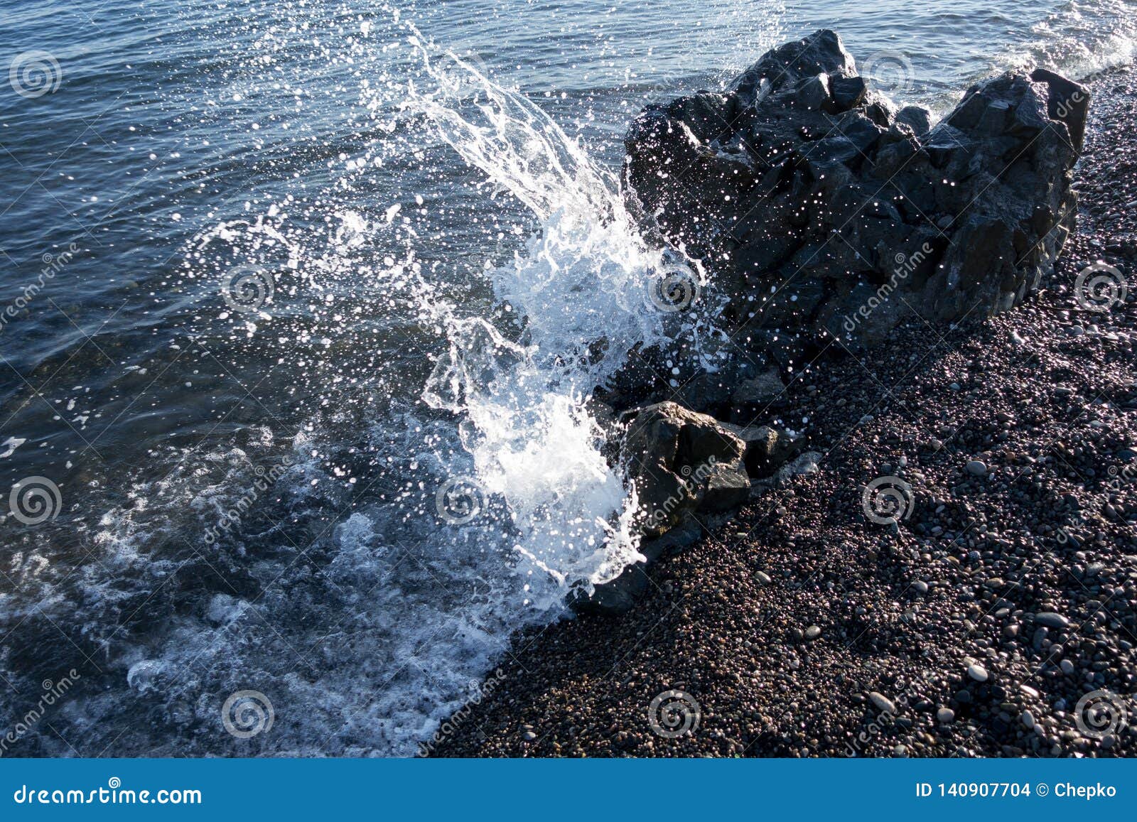 Sea water wave swash stock photo. Image of stone, blue - 140907704