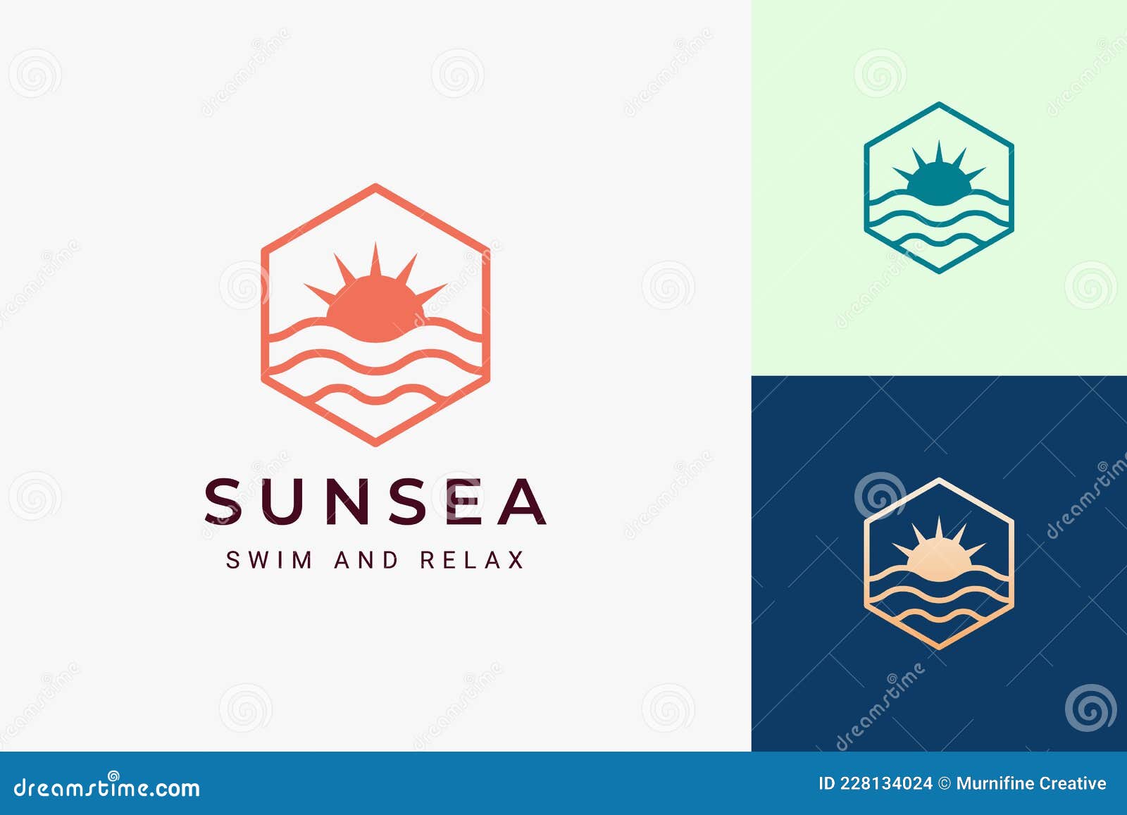 Sea or Waterfront Logo in Simple and Clean Hexagon Shape Stock Vector ...