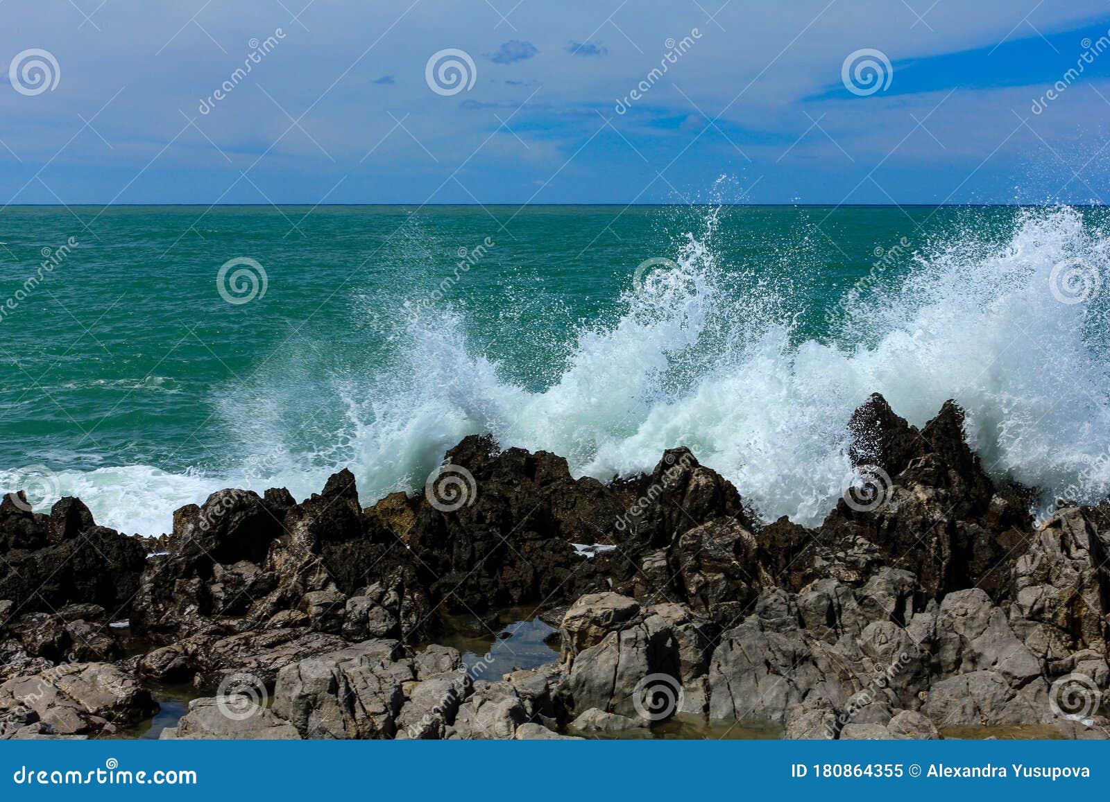 Sea Waves Crash and Splash on Rocks. Stock Image - Image of athletics ...