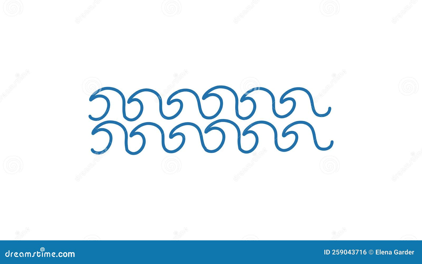 Sea Wave. Doodle Ocean Curl Waves Stock Vector - Illustration of river ...