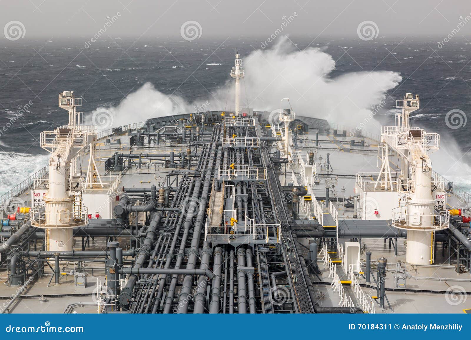 Sea Wave and Fore of the Oil Tanker. Stock Image - Image of fleet, deck ...