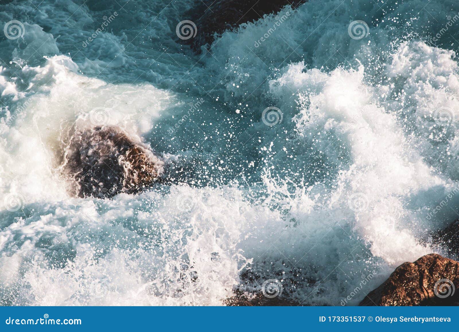 A Sea Wave Hitting Stones Makes an Explosion of Spray. Sea Element ...