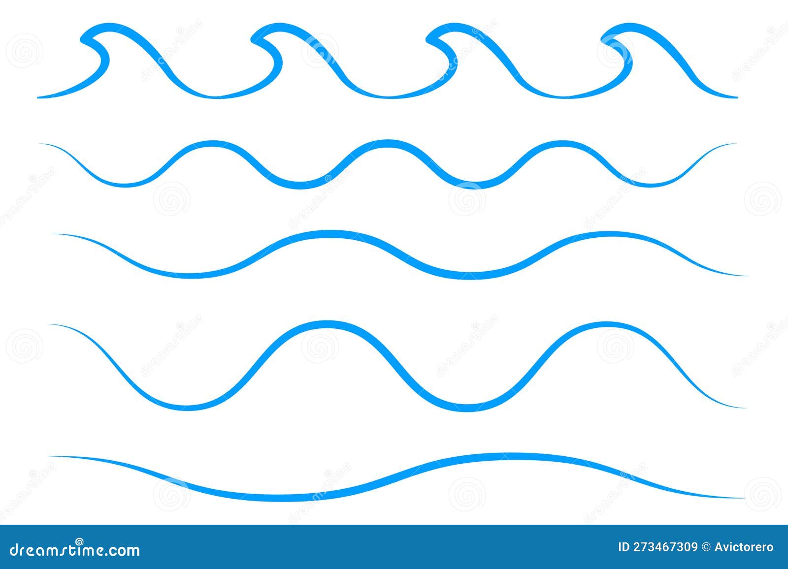 Sea Wave Icon Set. Collection of Thin Line Waves Stock Vector ...