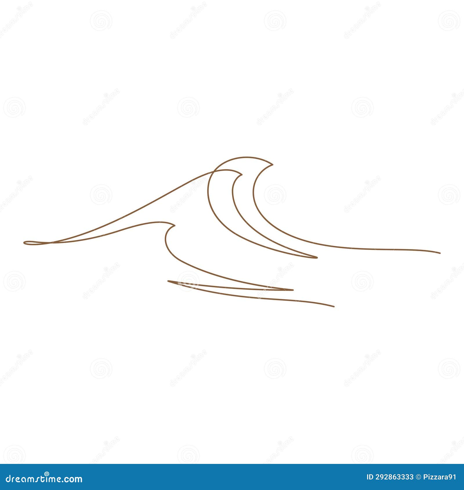 Sea Wave Line Art Minimalist Concept Stock Vector - Illustration of ...