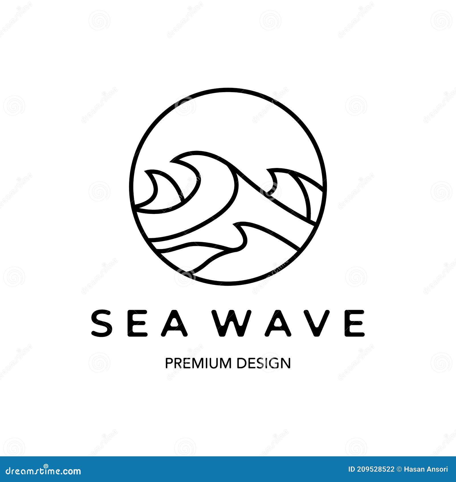 Sea Wave Line Art Minimalist Logo Vector Illustration Design Stock ...