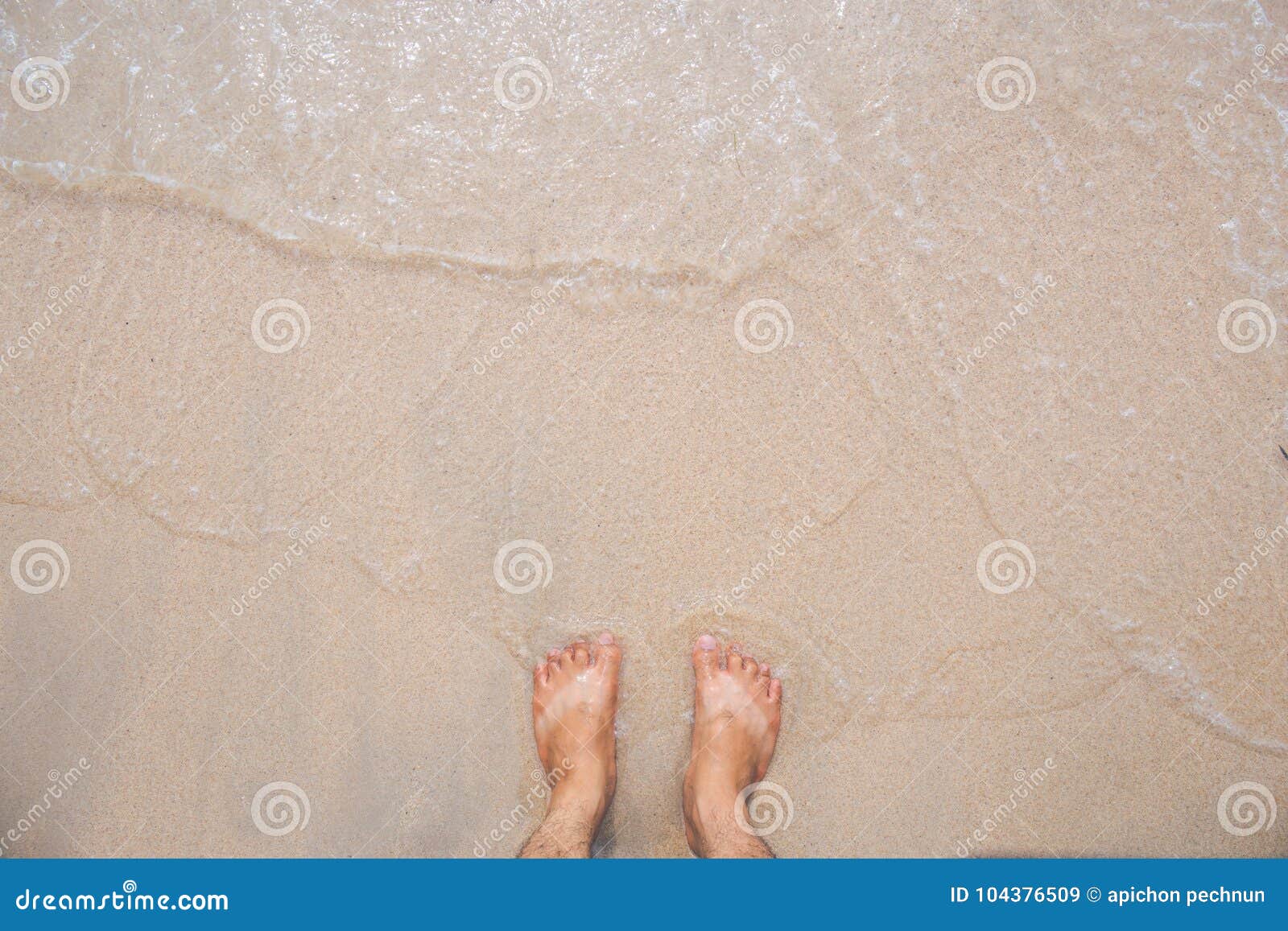 Sea Wave Movement with Feet and Sand. Stock Image - Image of nature ...