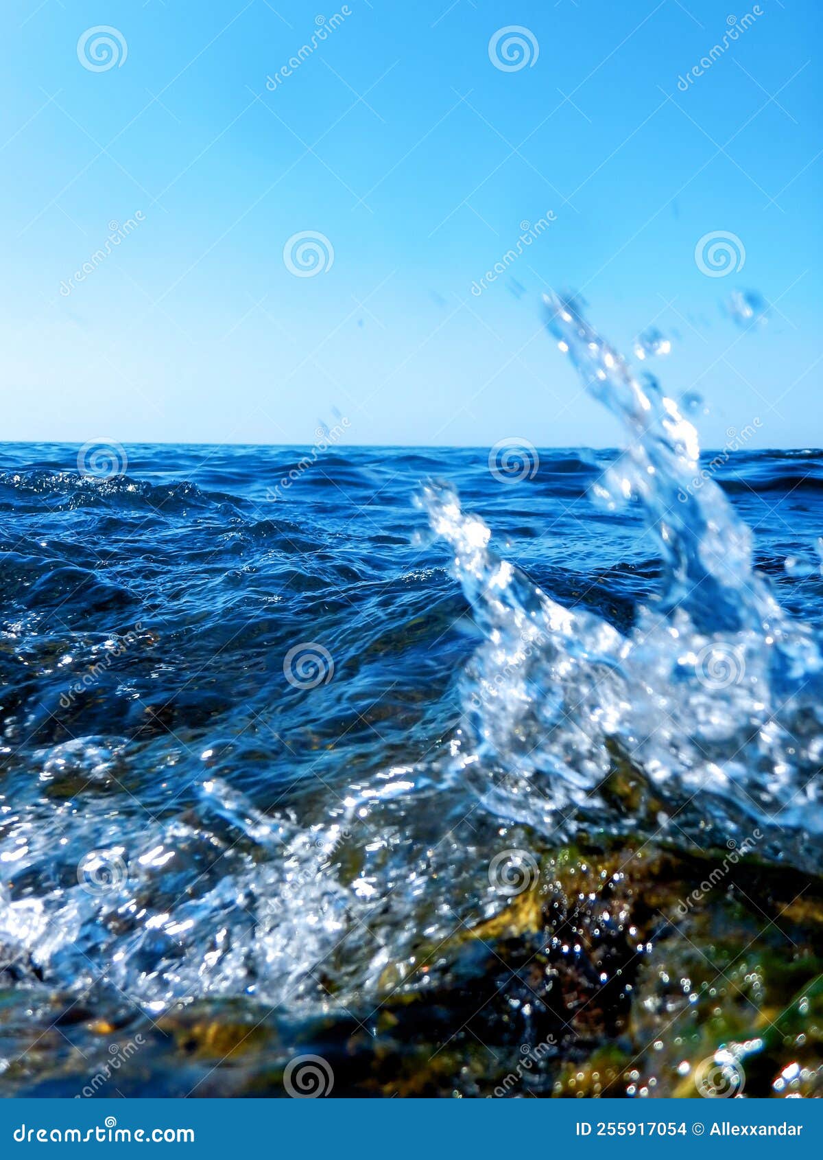 Sea Wave Splash Close Up, Low Angle View Stock Photo - Image of beach ...