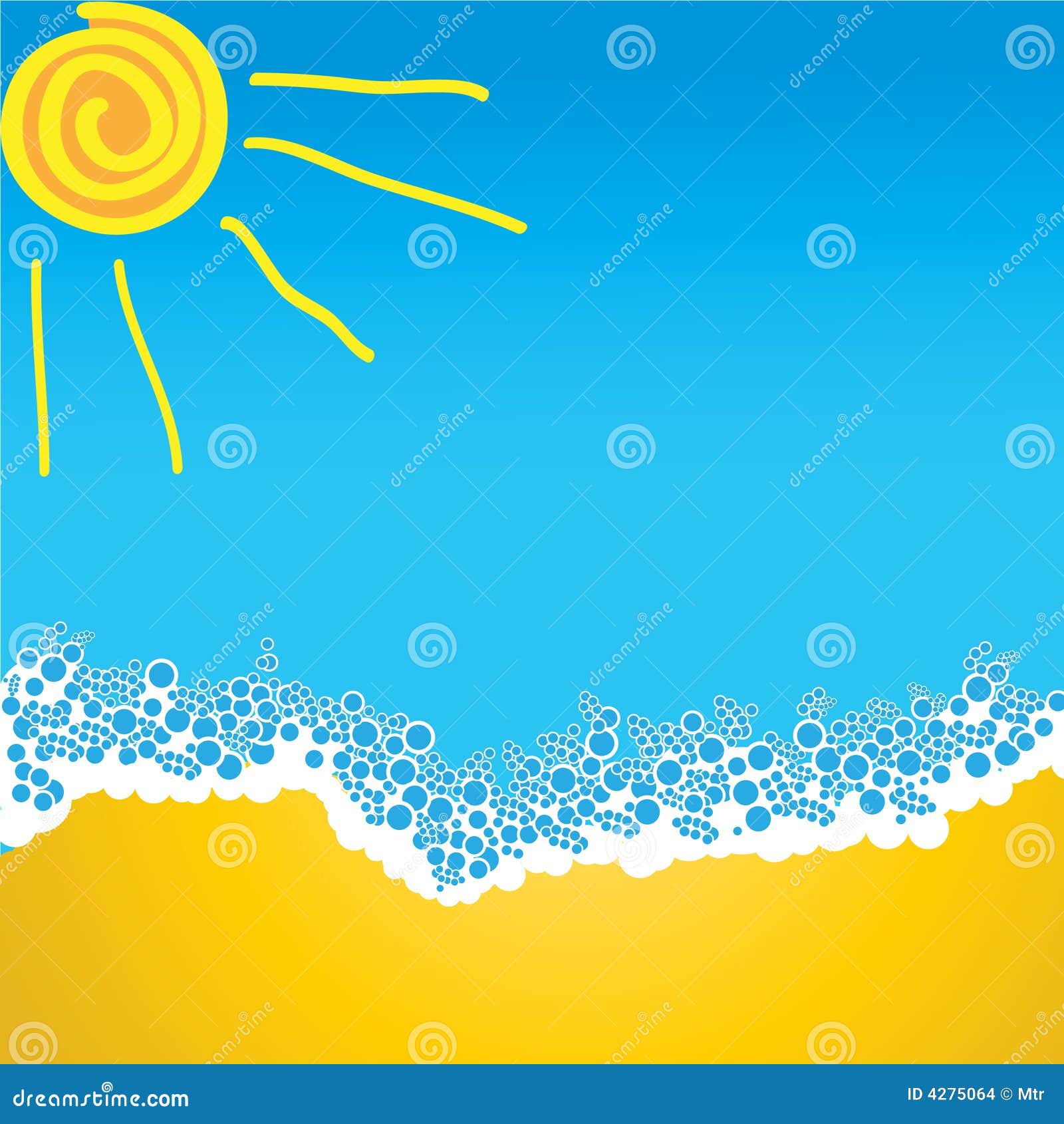 Sea wave sun and sand stock vector. Illustration of water - 4275064