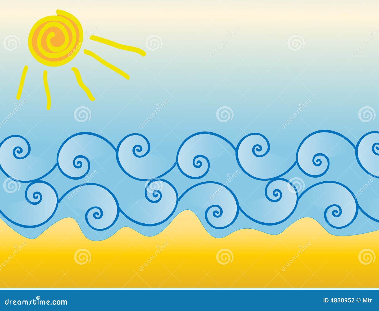 Sea wave sun and sand stock vector. Illustration of reflex - 4830952