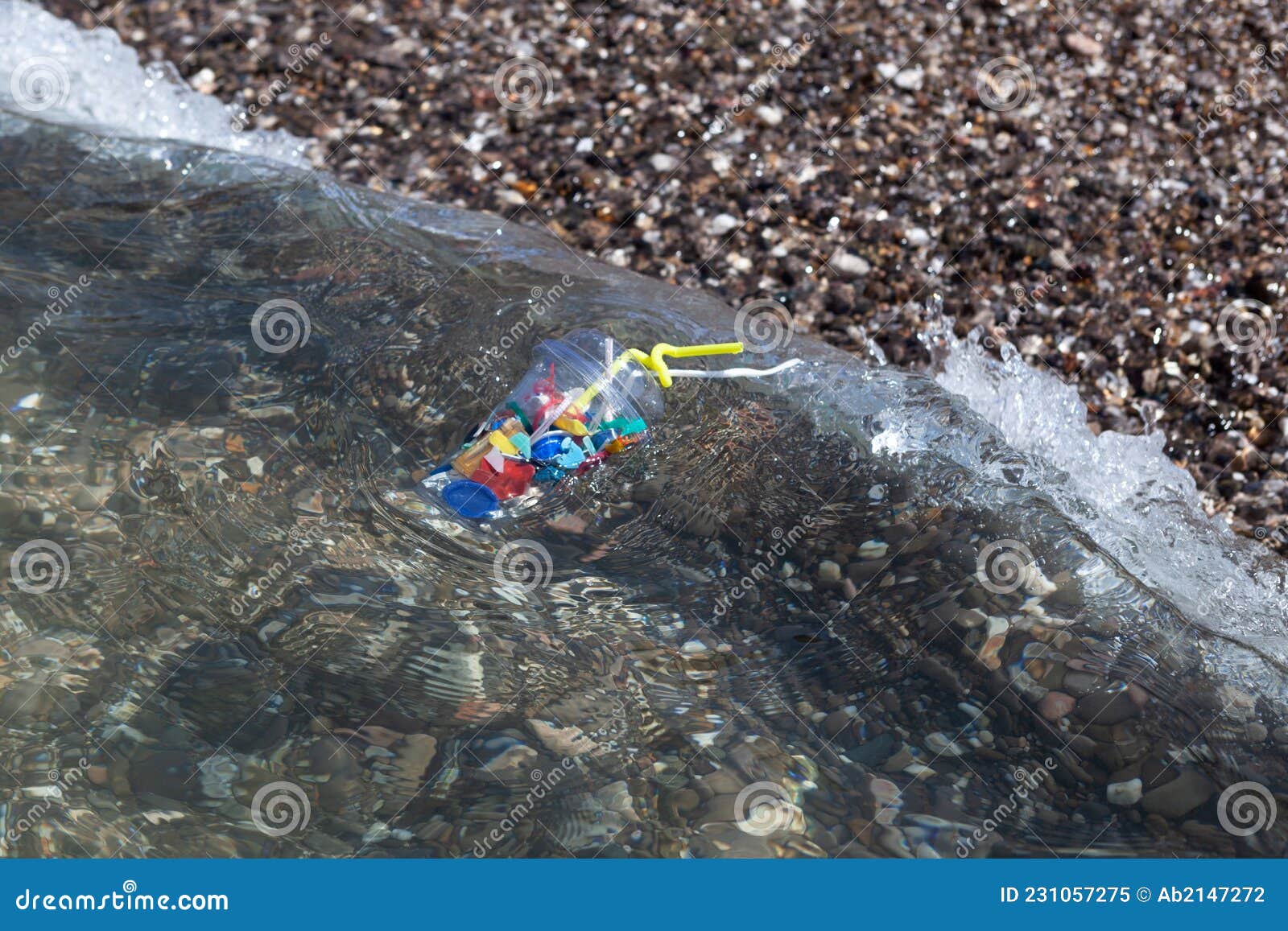 Sea Wave Throws Disposable Plastic Garbage Ashore. Pollution of Sea and ...