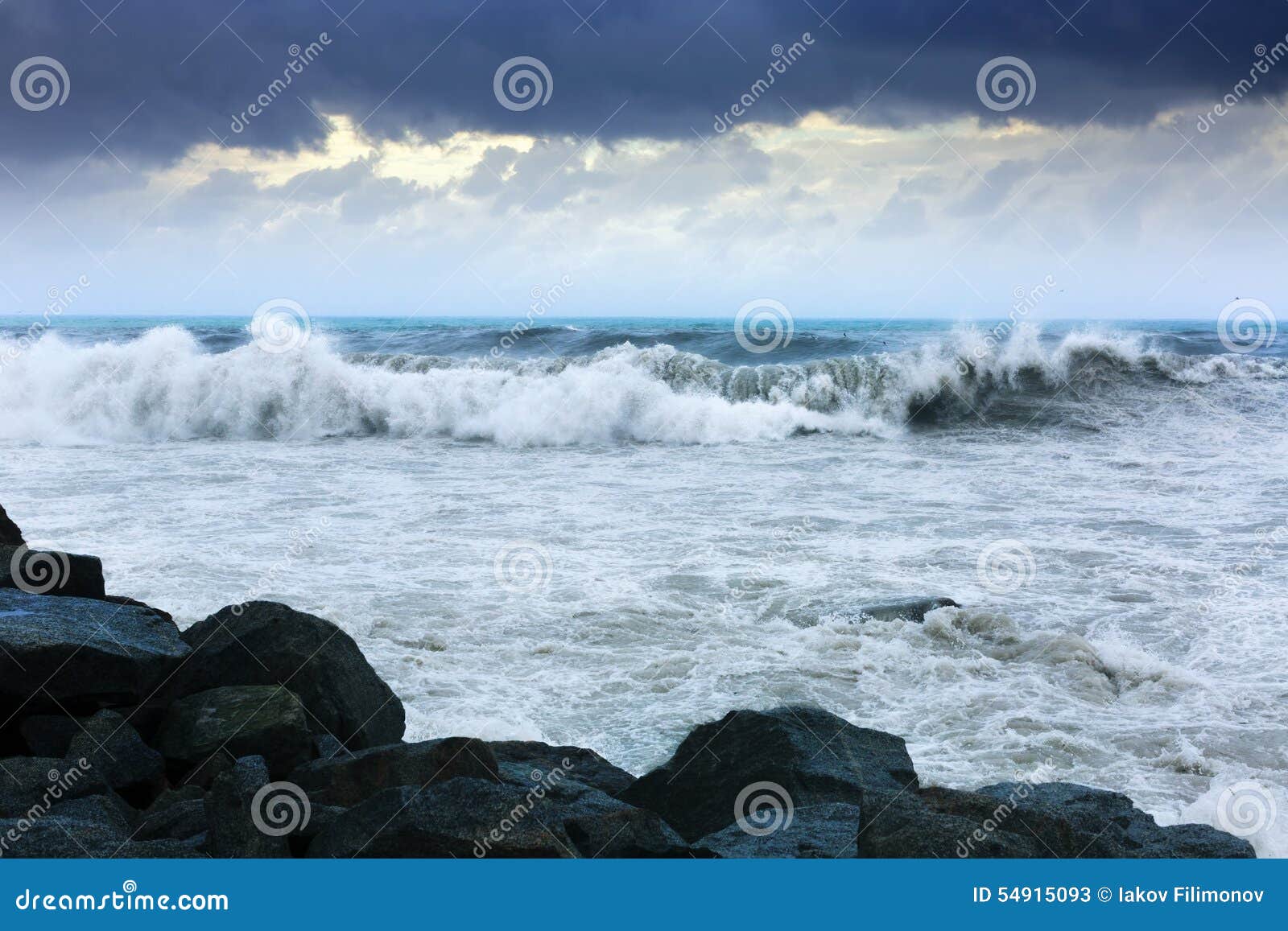 Sea wave in windy day stock image. Image of horizon, surf - 54915093