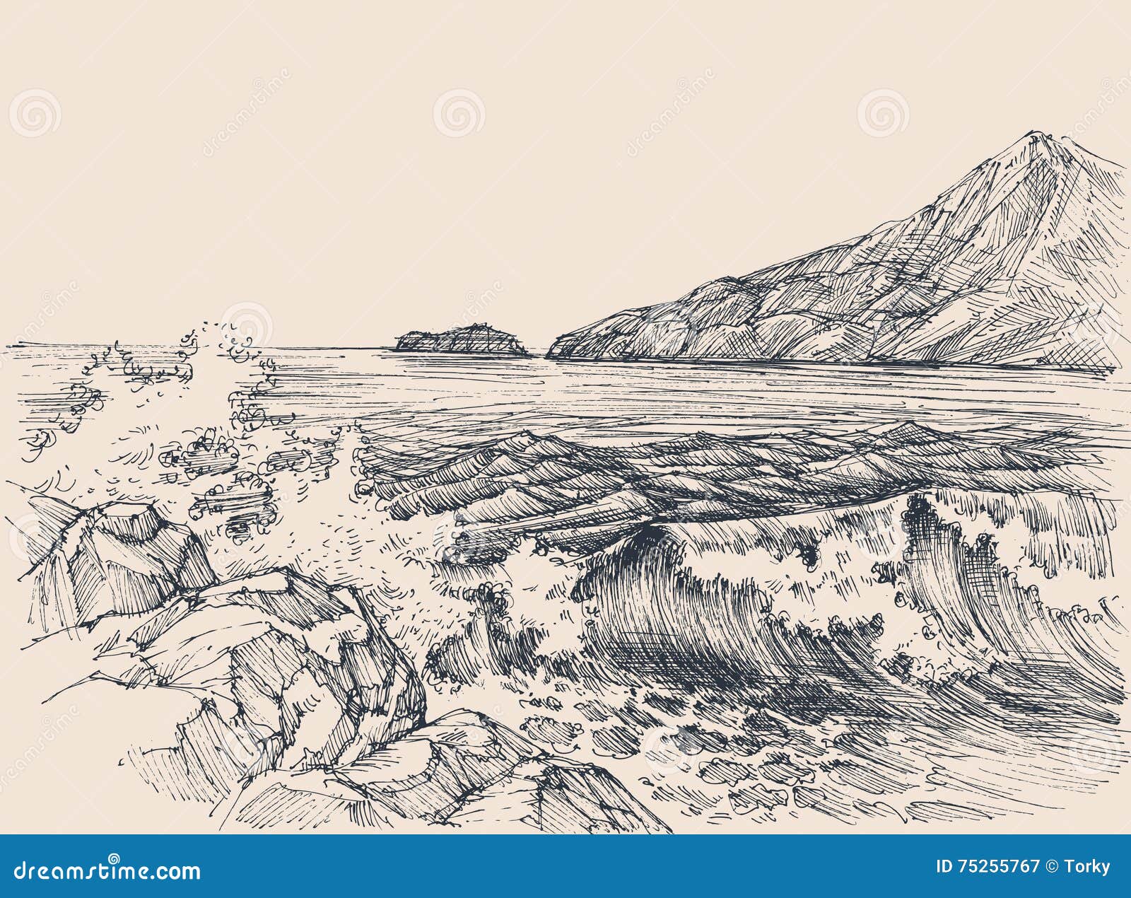 Water Breaking Rocks Stock Illustrations – 256 Water Breaking Rocks ...