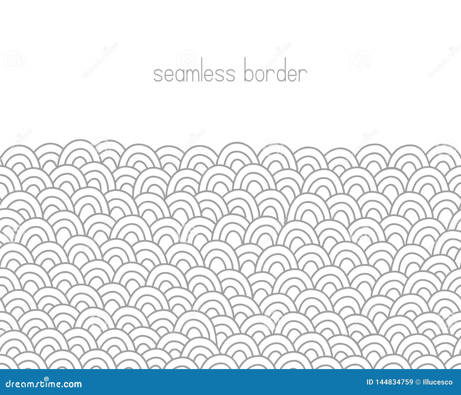 Sea Waves Border. Doodle Seamless Background. Hand Drawn Pattern Stock ...
