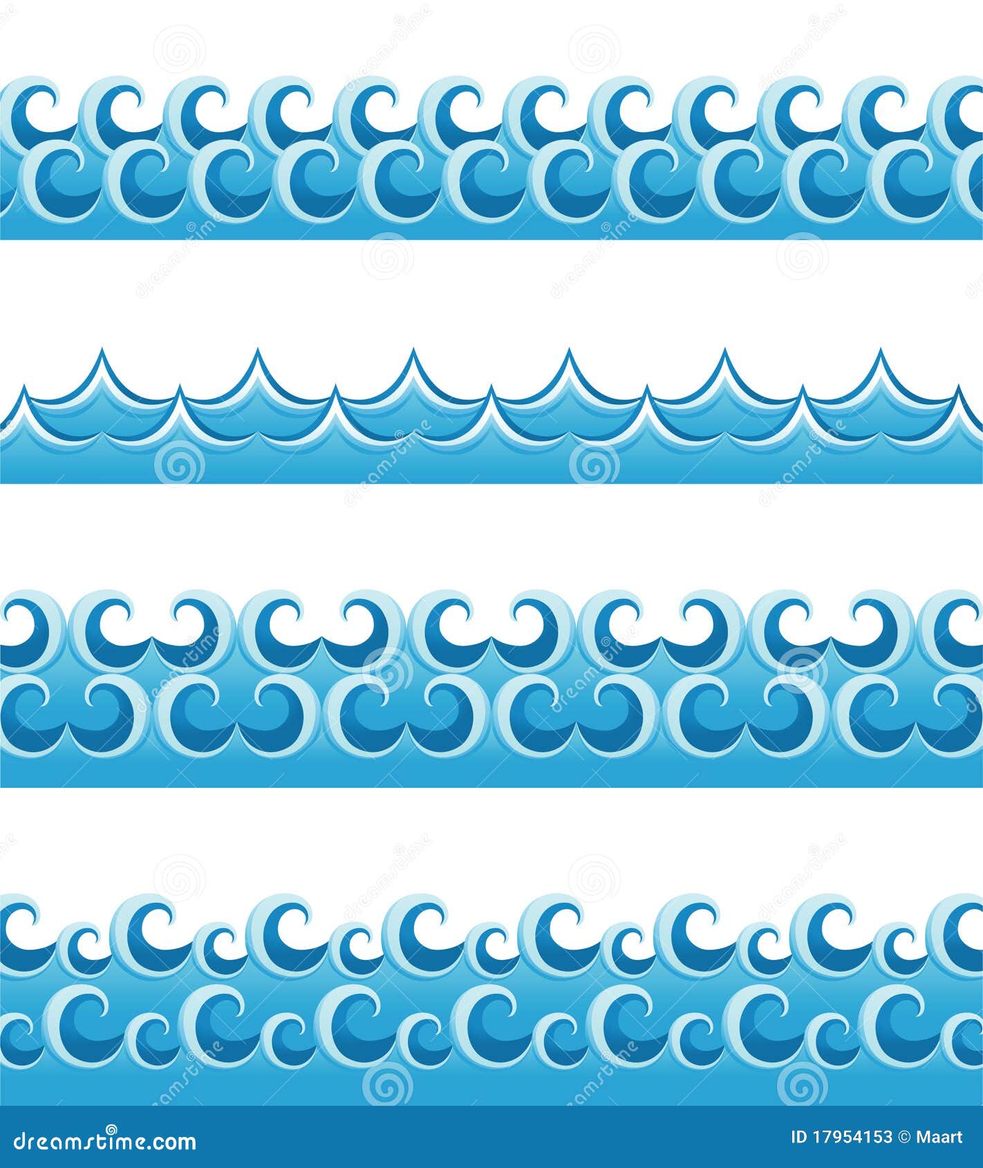 Sea waves borders stock vector. Illustration of style - 17954153