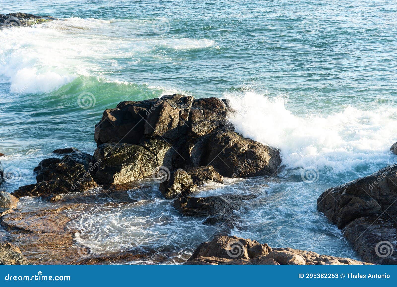 Sea Waves Breaking on the Beach Rocks Stock Image - Image of view ...