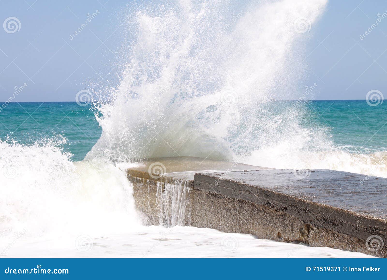 Sea Waves Breaking on a Breakwater Stock Image - Image of extreme ...