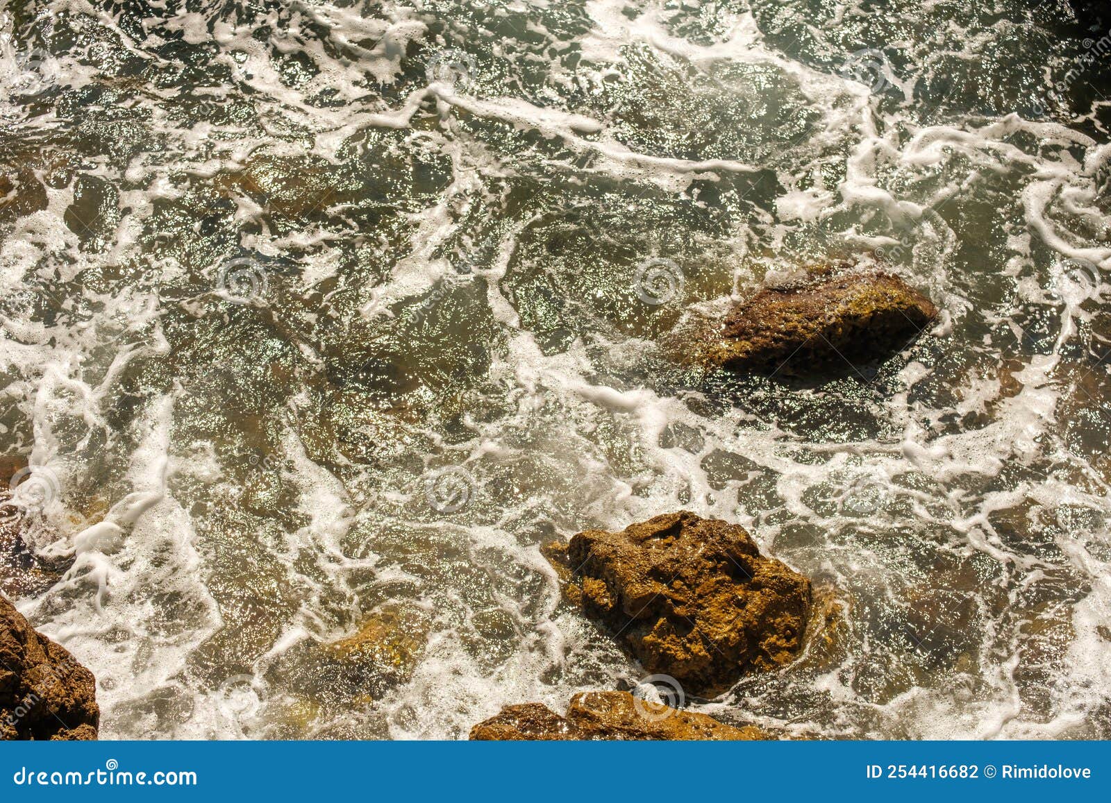Sea Waves Breaking on Rocks and Hitting the Shore Stock Photo - Image ...