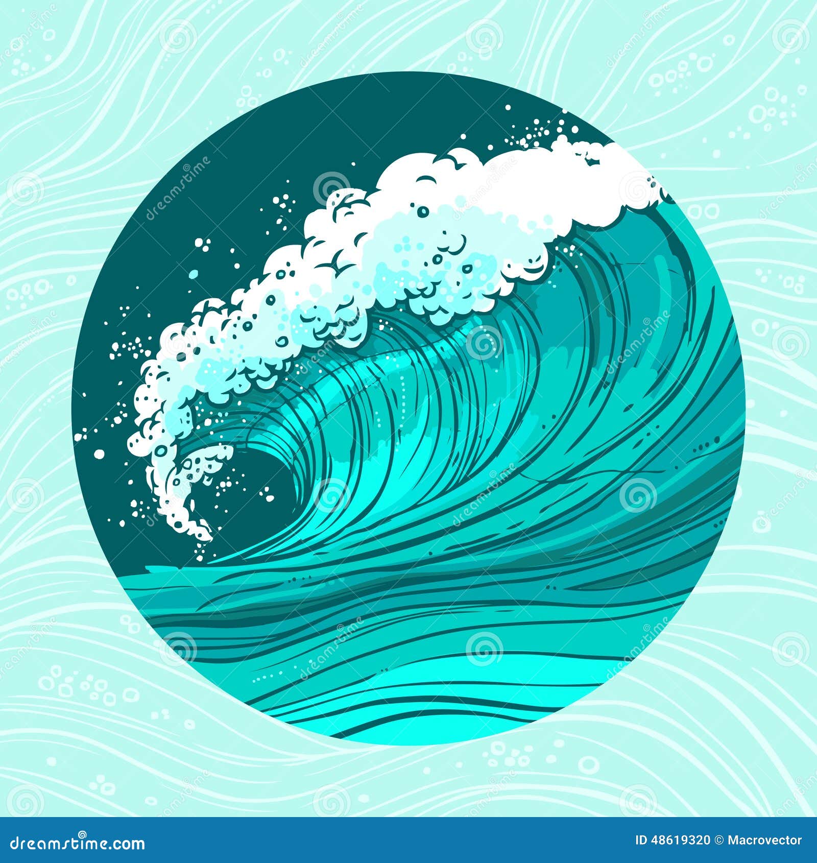 Sea waves circle stock vector. Illustration of ocean - 48619320