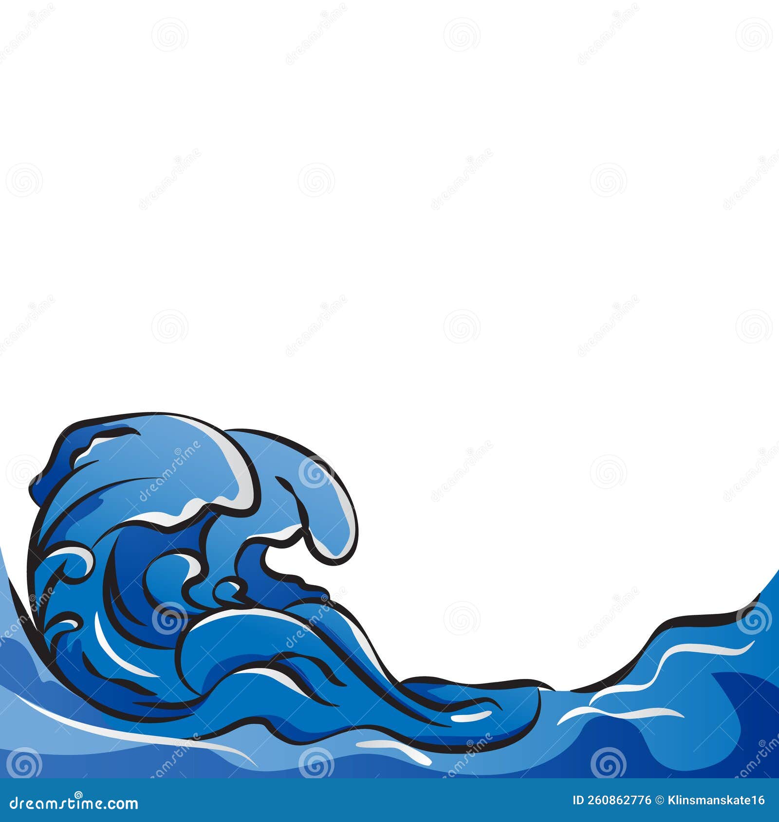 Sea Waves Clipart Vector Illustration Stock Photo - Image of print ...