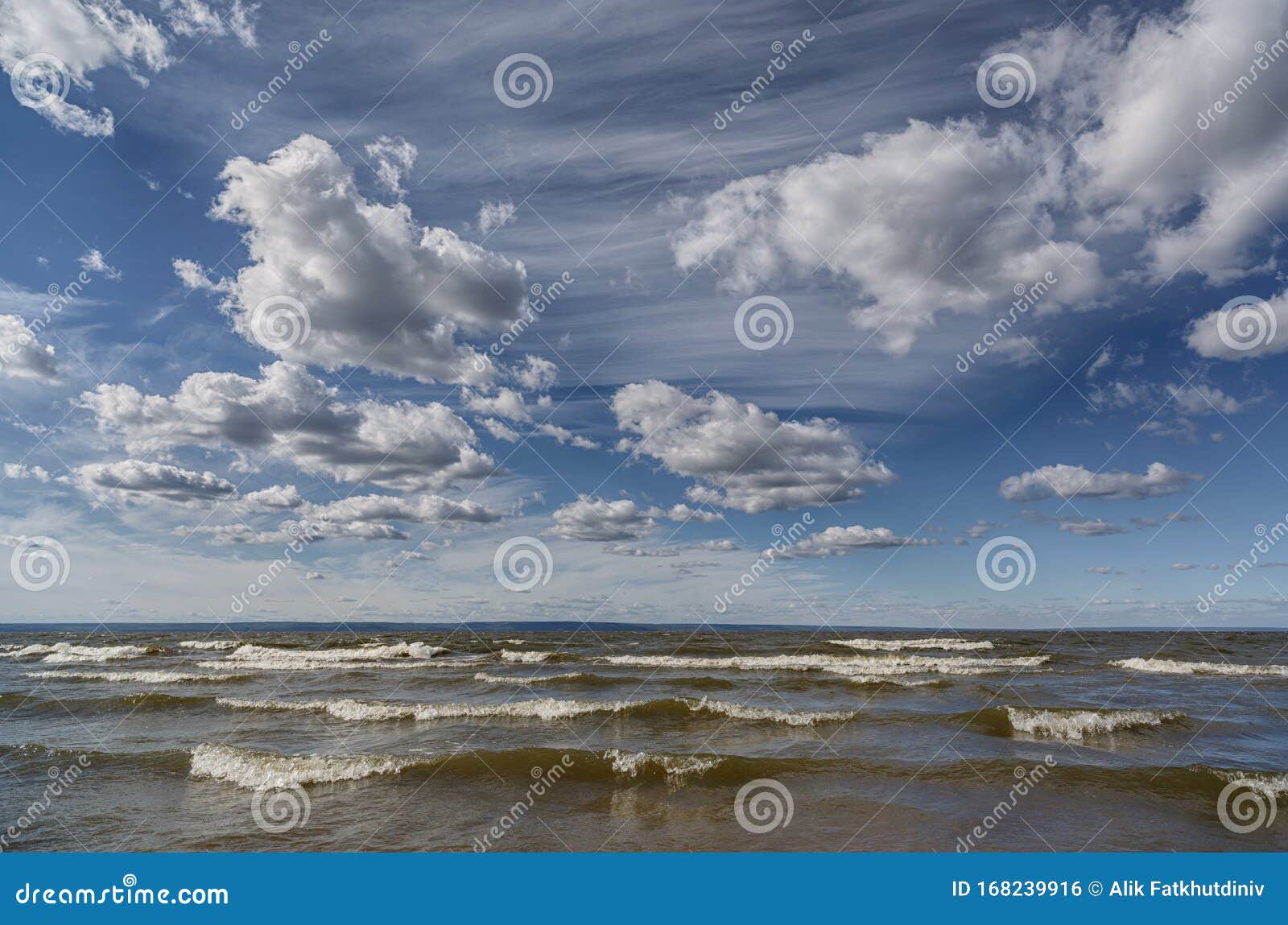 Sea with Waves and Clouds. Strong Wind Stock Photo - Image of morning ...