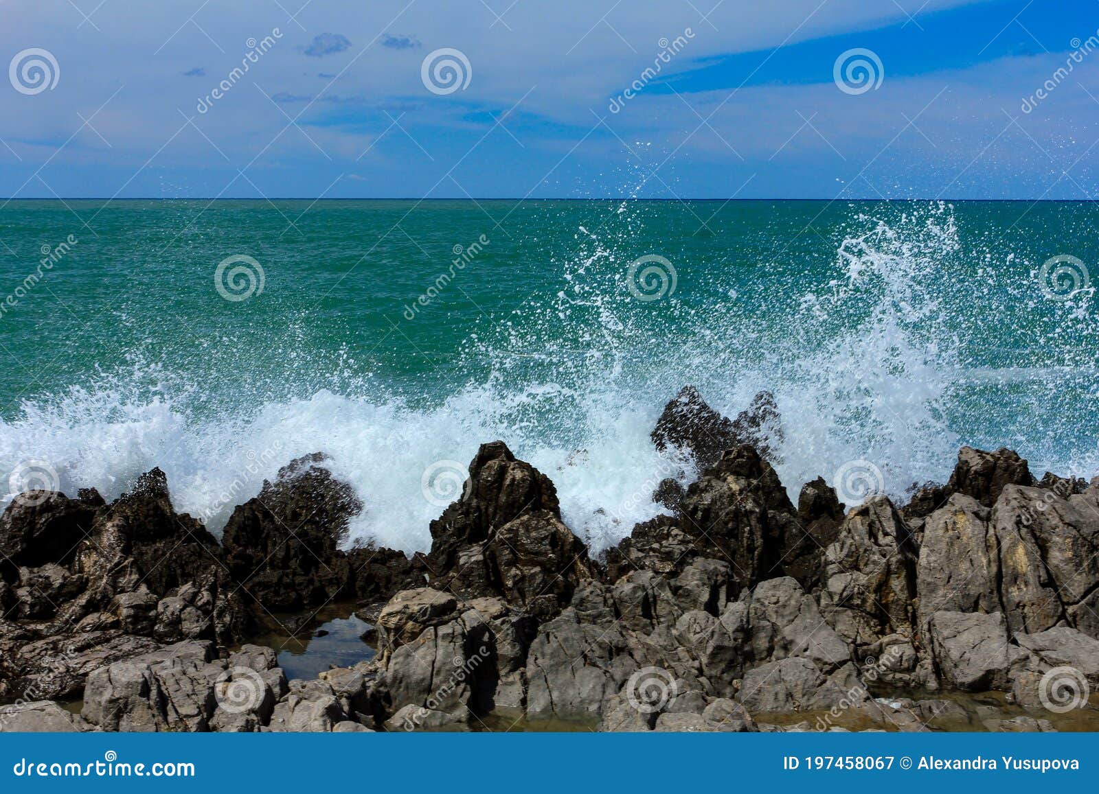 Sea Waves Crash and Splash on Rocks. Stock Image - Image of foam, clear ...