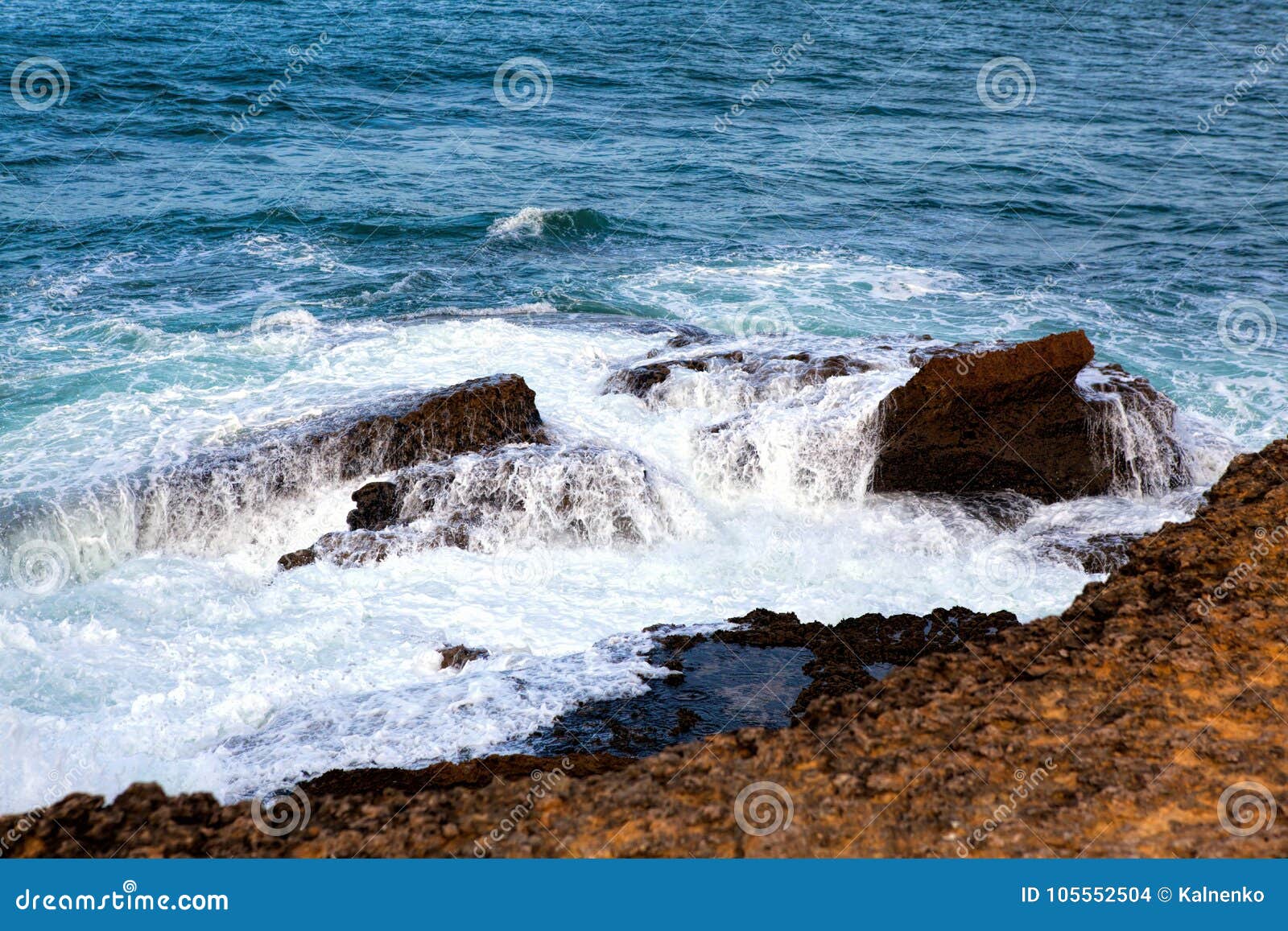 Sea Waves Crashing Against the Rocks . Stock Photo - Image of scenic ...