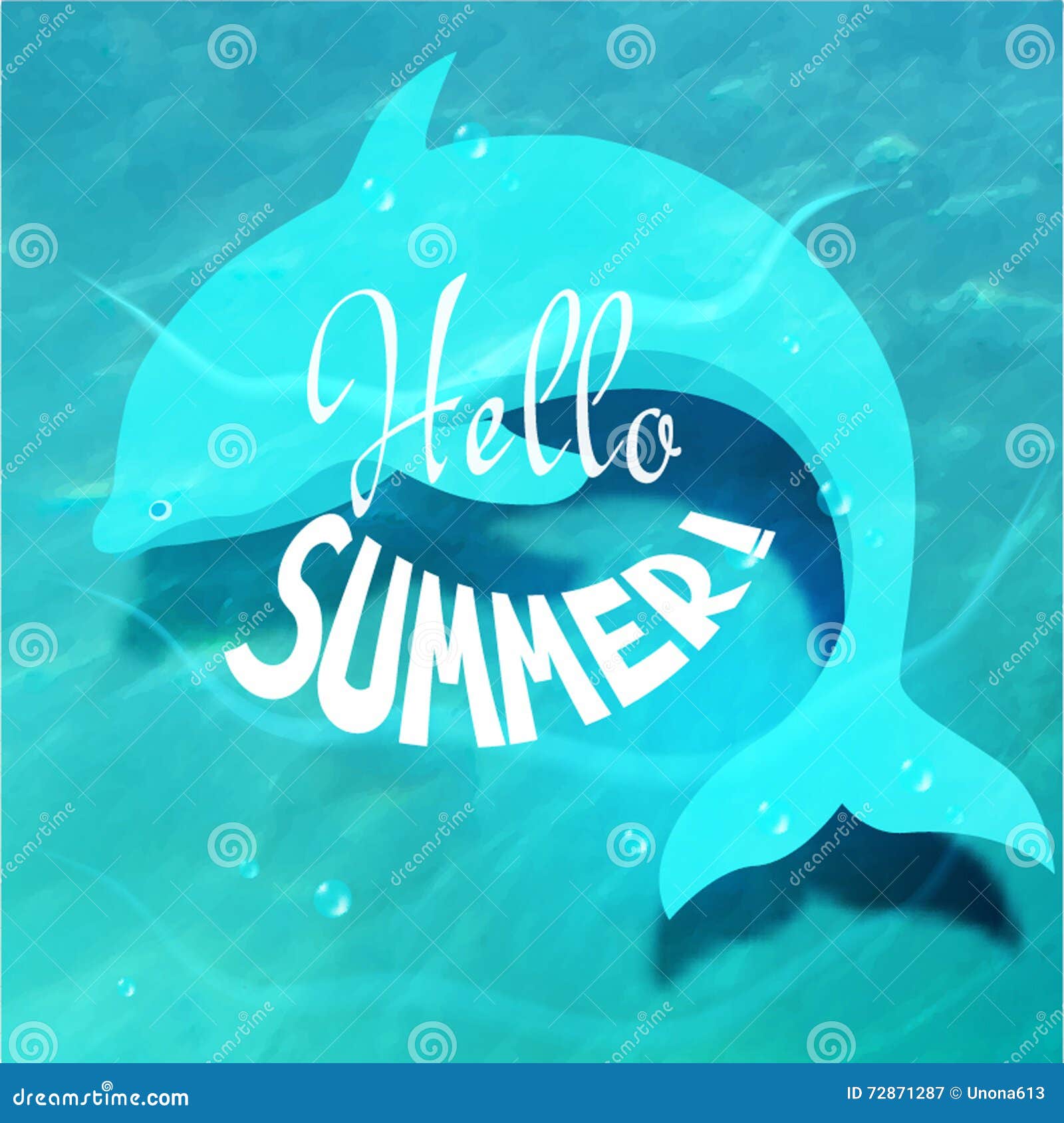 Sea Waves and Dolphin. Hello Summer Stock Vector - Illustration of logo ...