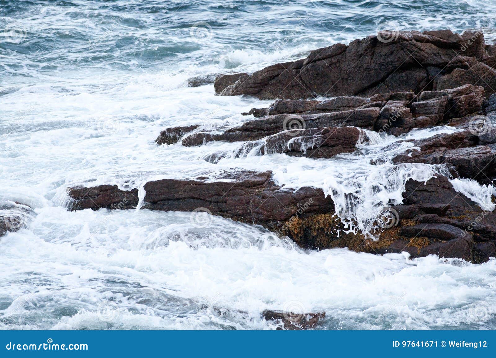 Sea Waves Hitting Rocks on the Beach Stock Image - Image of sand, shore ...