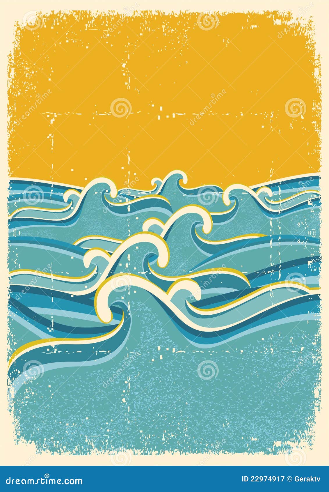 Sea Waves Horizon on Old Paper Stock Vector - Illustration of rippled ...