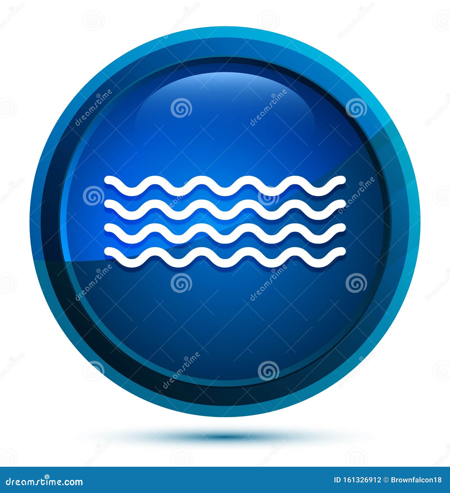 Sea Waves Icon Elegant Blue Round Button Illustration Stock Vector ...