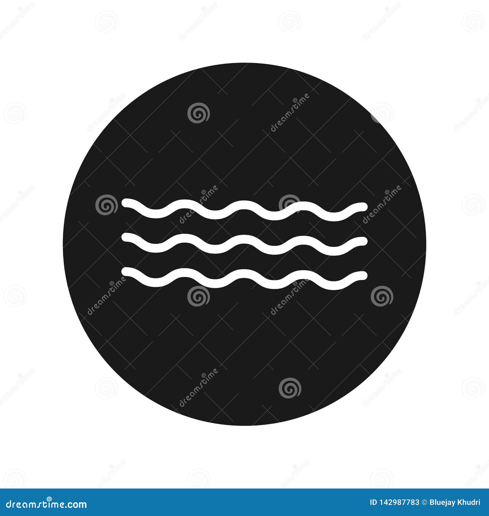 Sea Waves Icon Flat Black Round Button Vector Illustration Stock Vector - Illustration of splash ...