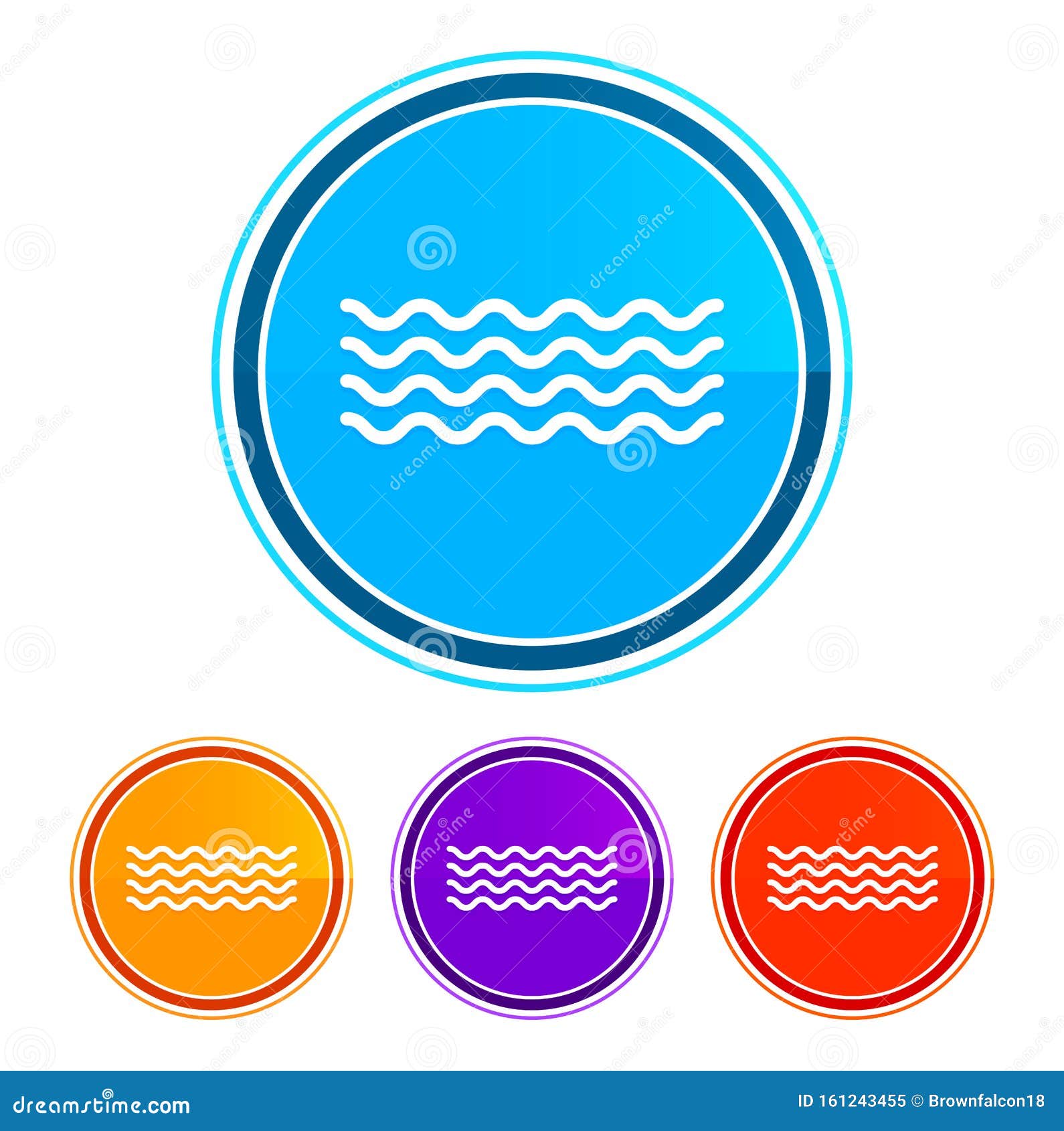 Sea Waves Icon Flat Design Round Buttons Set Illustration Design Stock ...