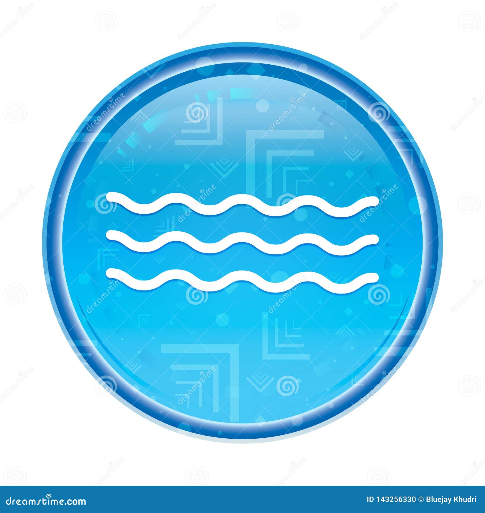 Sea Waves Icon Floral Blue Round Button Stock Illustration ...