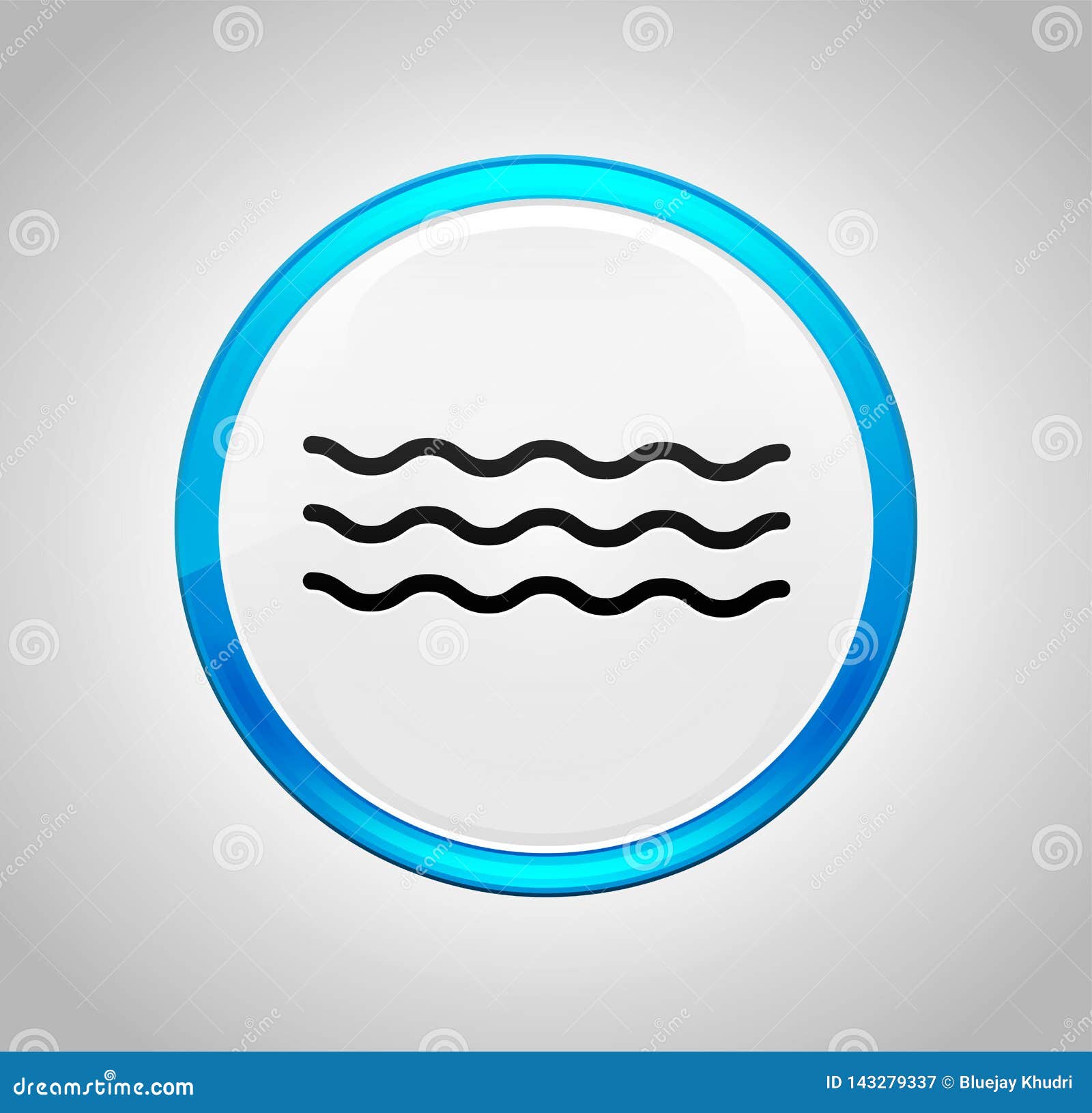 Sea Waves Icon Round Blue Push Button Stock Illustration - Illustration ...