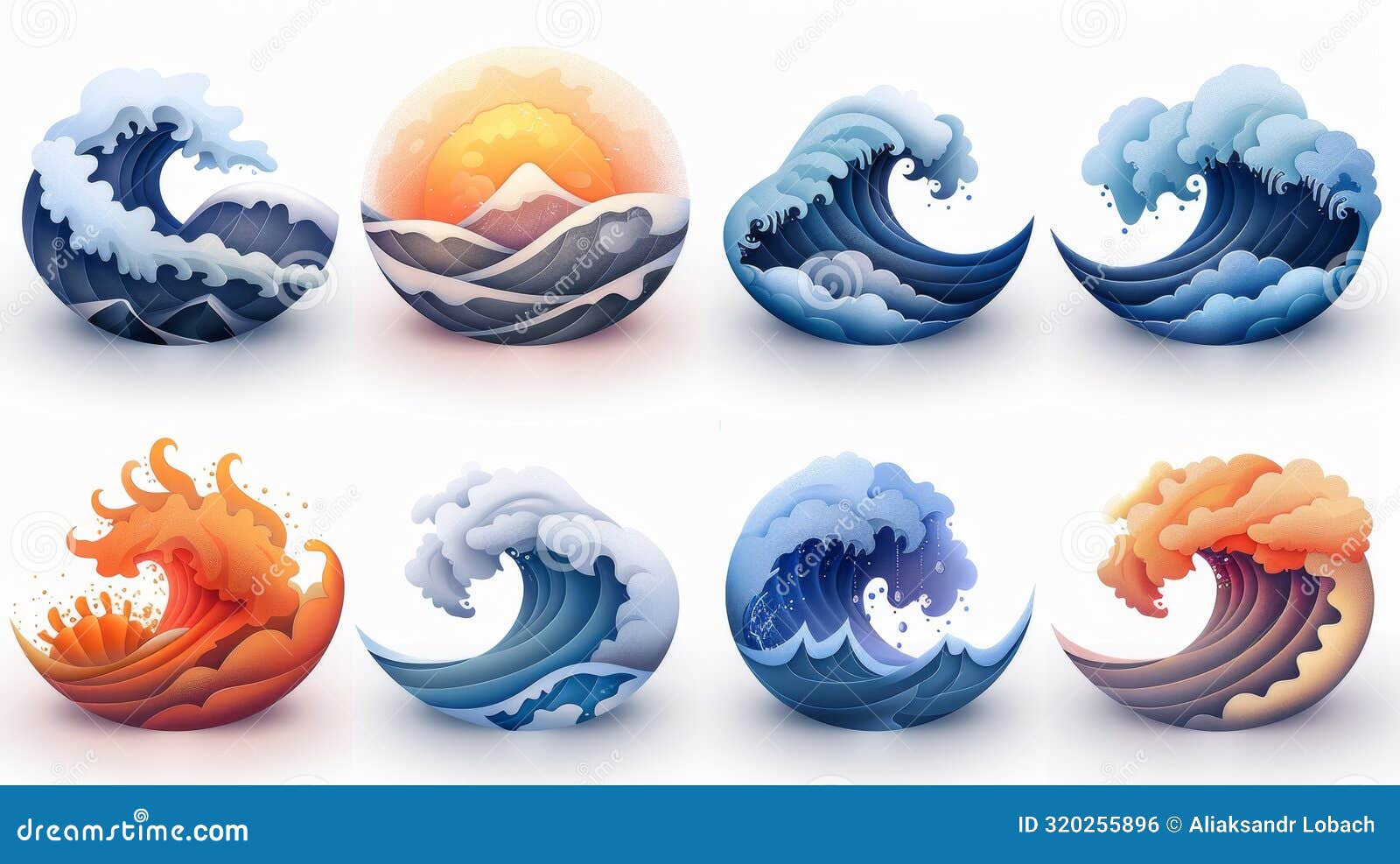 Sea Waves Icon Set. Collection of Wave Icons Stock Photo - Image of ...