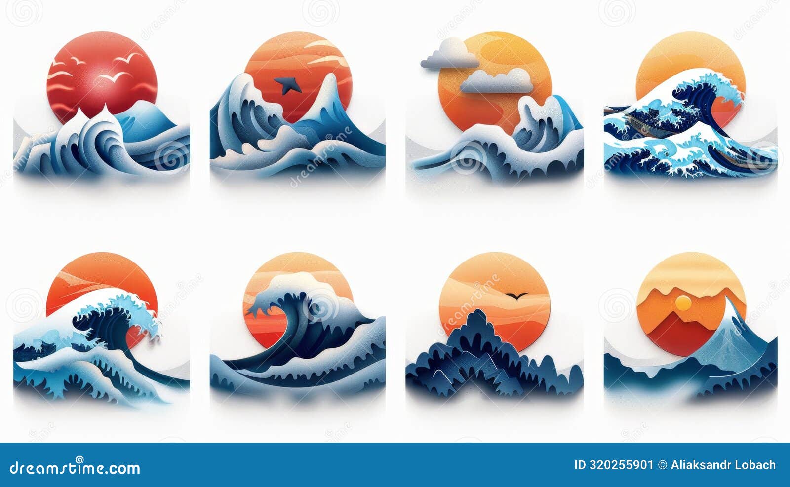 Sea Waves Icon Set. Collection of Wave Icons Stock Image - Image of ...