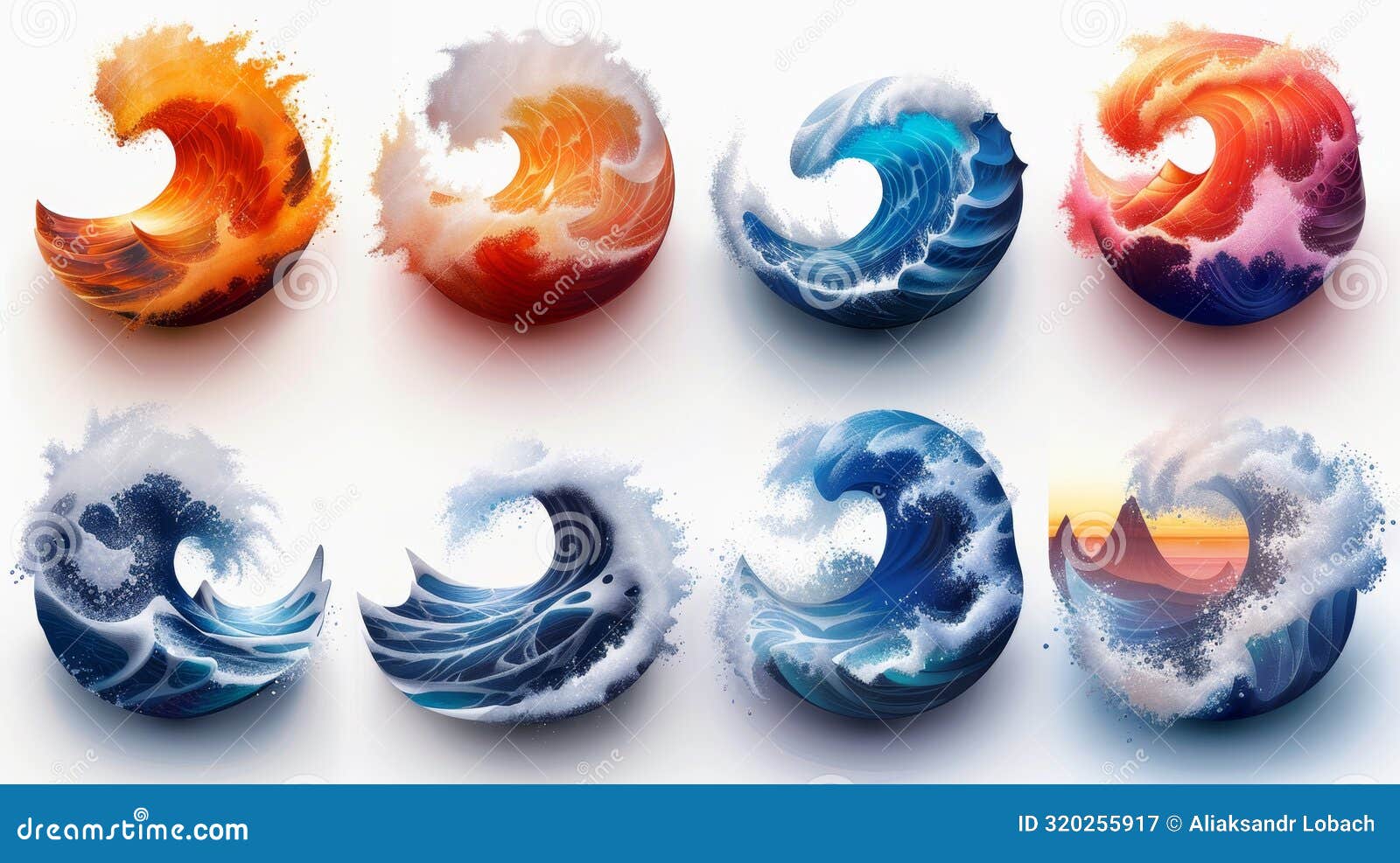Sea Waves Icon Set. Collection of Wave Icons Stock Image - Image of ...
