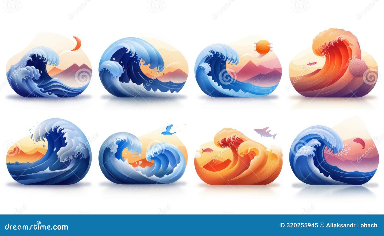Sea Waves Icon Set. Collection of Wave Icons Stock Image - Image of ...